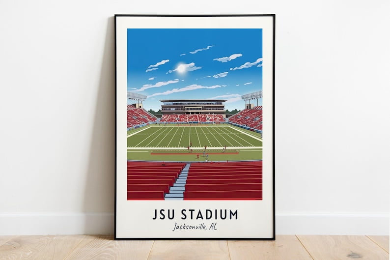 Jsu Stadium Print, Jacksonville, Al Print, College Football Poster ...