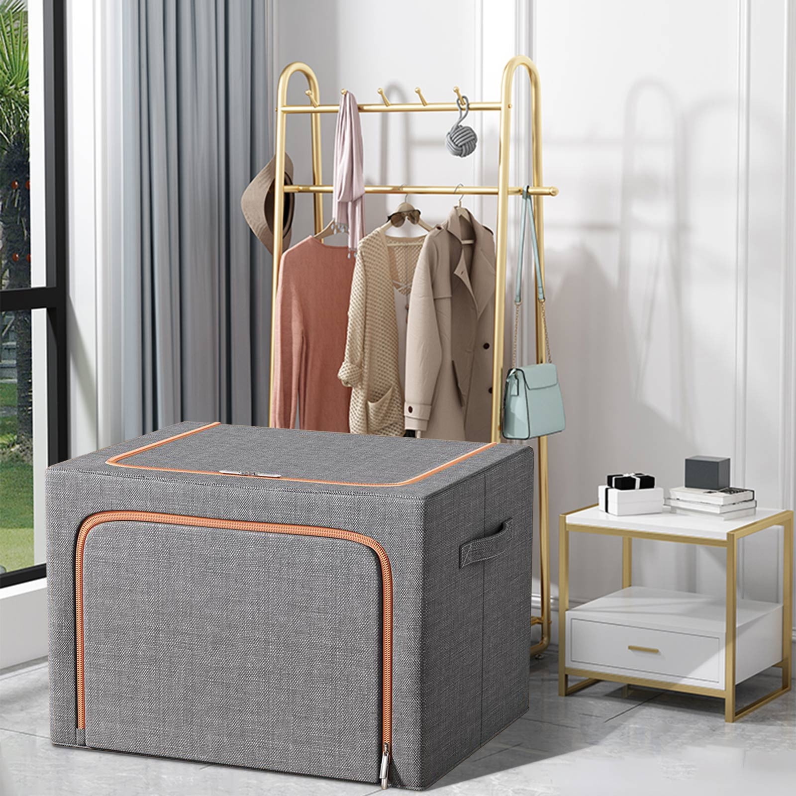 Jsykt Dark Gray Thickened Cotton And Linen Clothes Storage Box Fabric ...