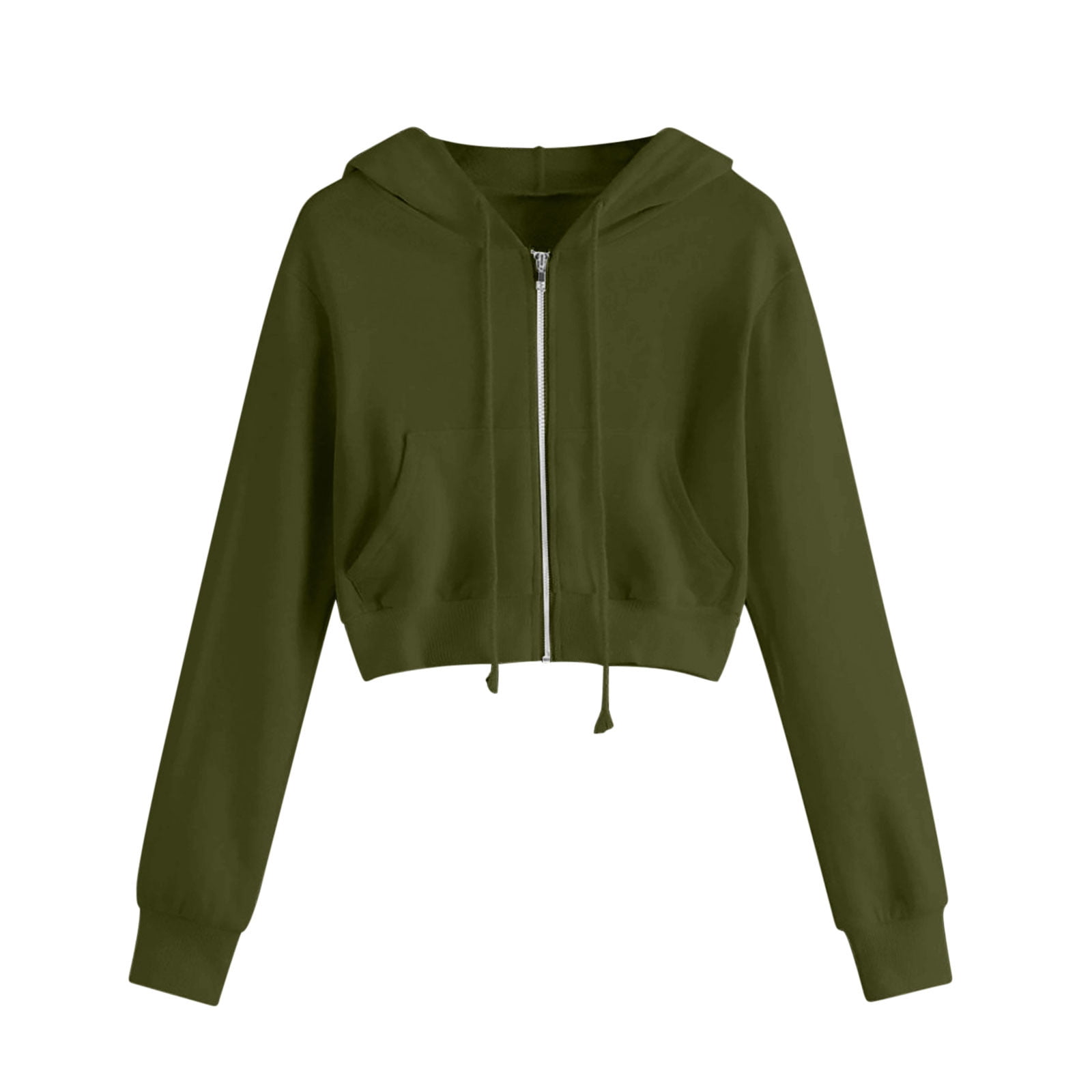 Jszlgo Hoodies for Women Cropped Zip Up Hoodie Trendy Teen Girls Crop ...