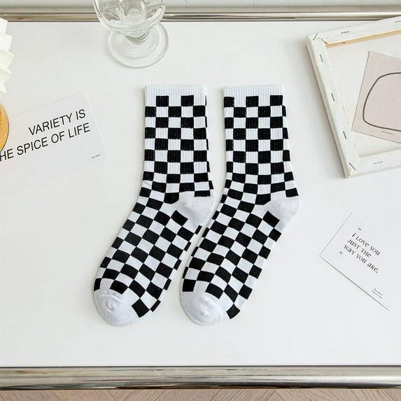 Jtbuh XLY Checkerboard Pattern Athletic Socks, Fashion Harajuku Trends ...
