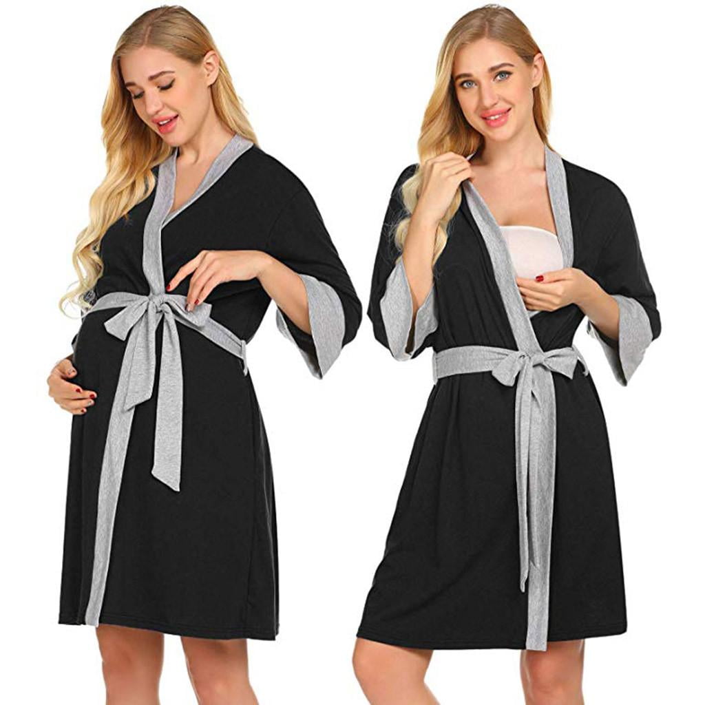 Jtckarpu 2021 Soft Maternity Robe 3 in 1 Labor Delivery Nursing Gown ...