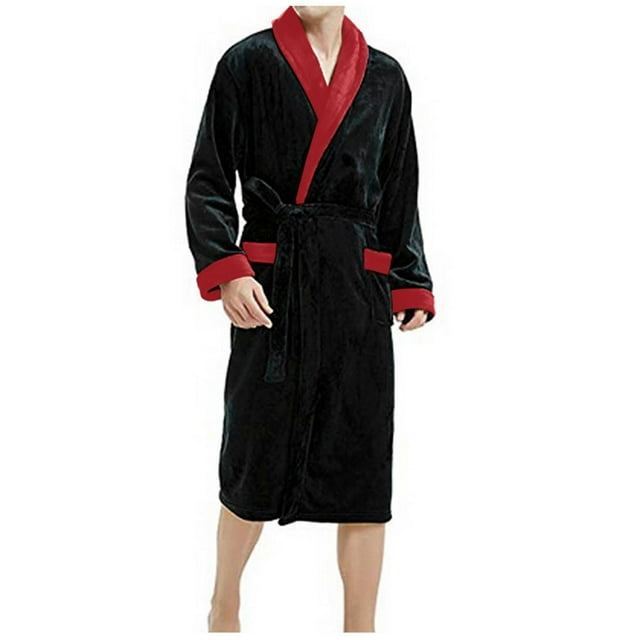 Jtckarpu Men's Shawl Maxi Bathrobes - Long Plush SPA Robes Plus Size ...