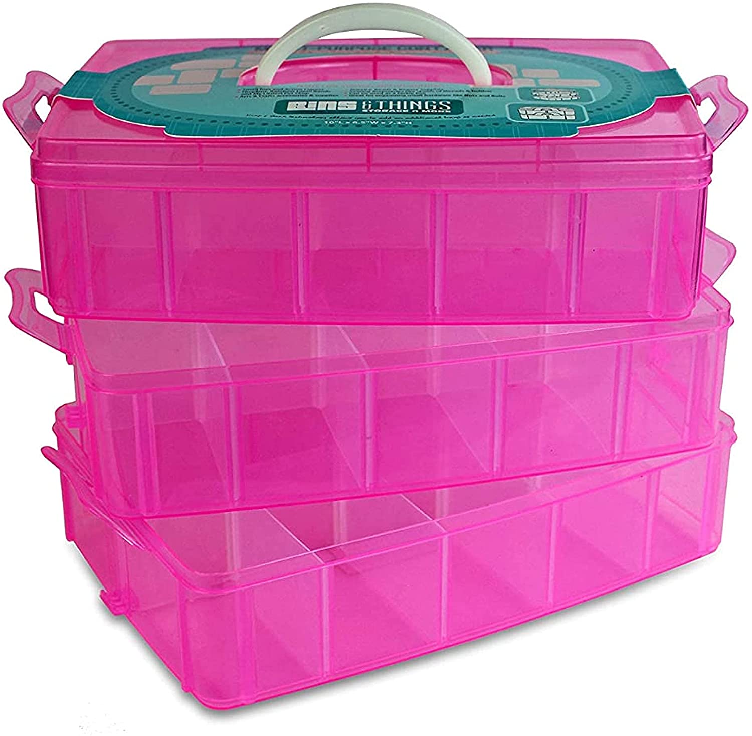 Casewin Bins & Things Stackable Craft Storage Container with 30 ...