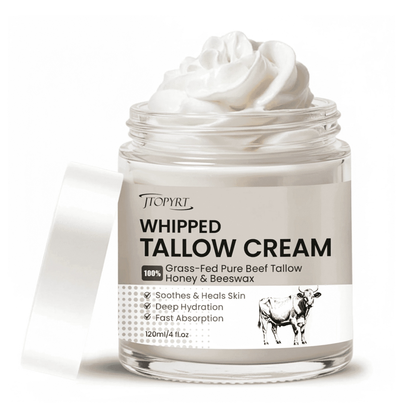 Jtopyrt 100% Grass Fed Beef Tallow for Skin Care - Body Moisturizer for ...