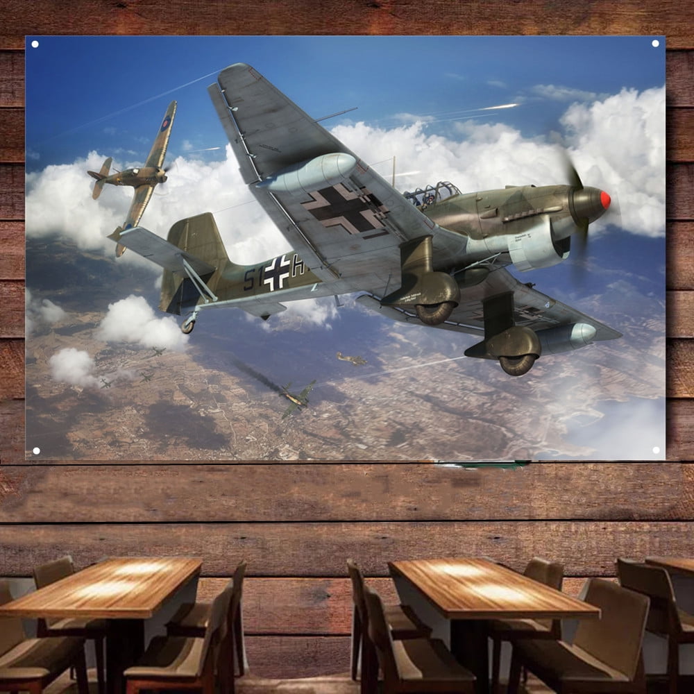 Ju 87B-2 Stuka WWII German Plane Fighter Jet Poster Home Decor Banners ...