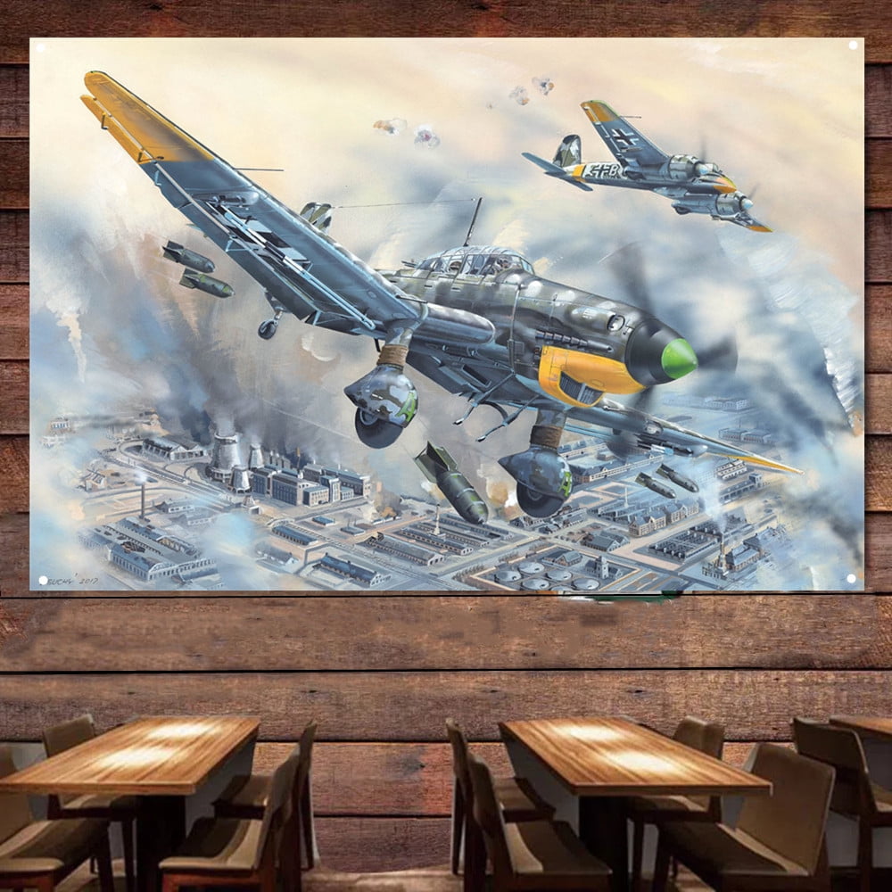 Ju-87D-5 Stuka WW II German Plane Fighter Jet Poster Home Decor Banners ...