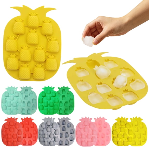 JuDWoC Pineapple Ice Cube Silicone Mold 12 Cavity Pudding Pan 7.64 Inch ...