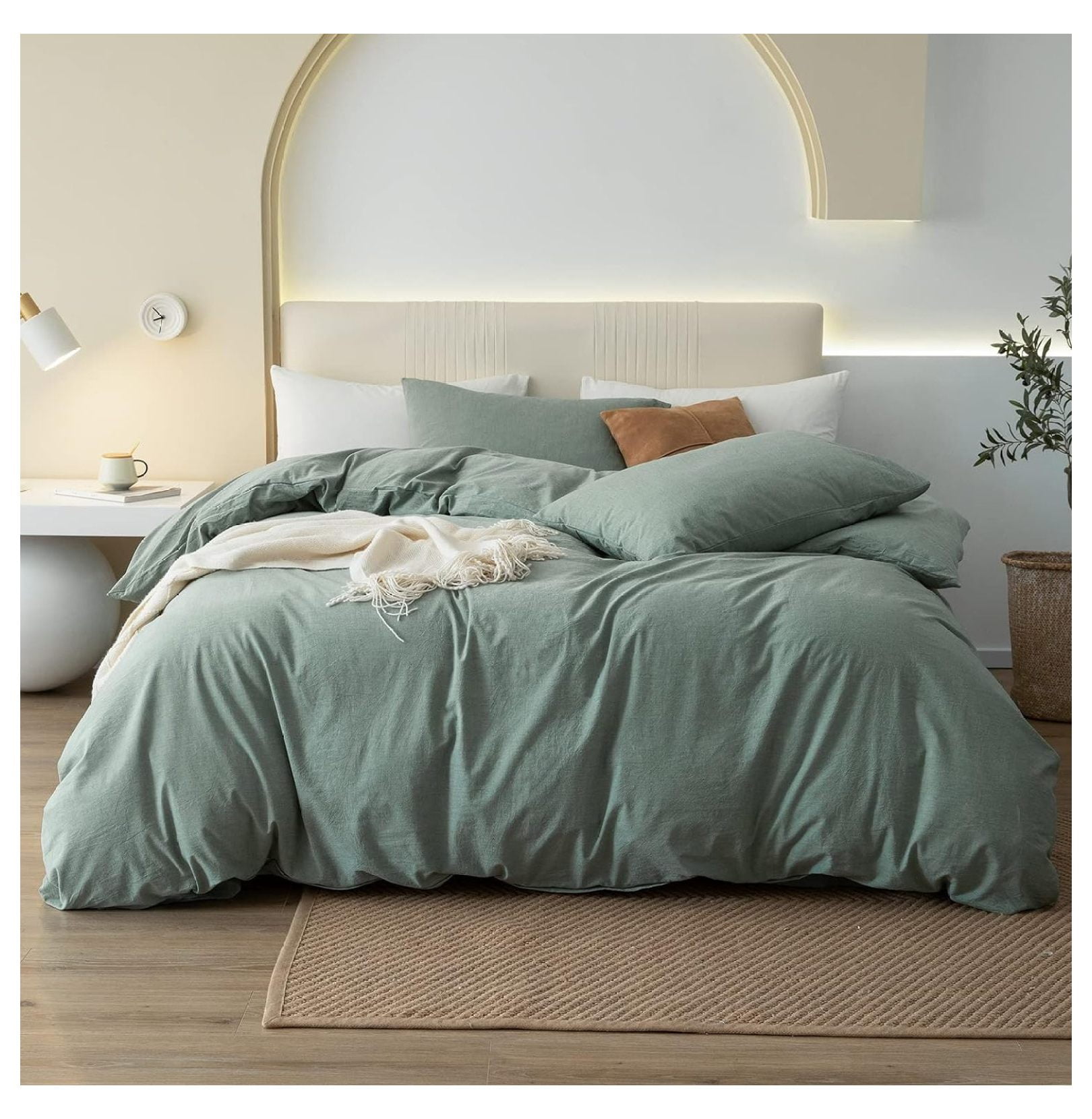 JuRlvC 100% Washed Cotton Duvet Cover Set Comfy Simple Soft Breathable ...