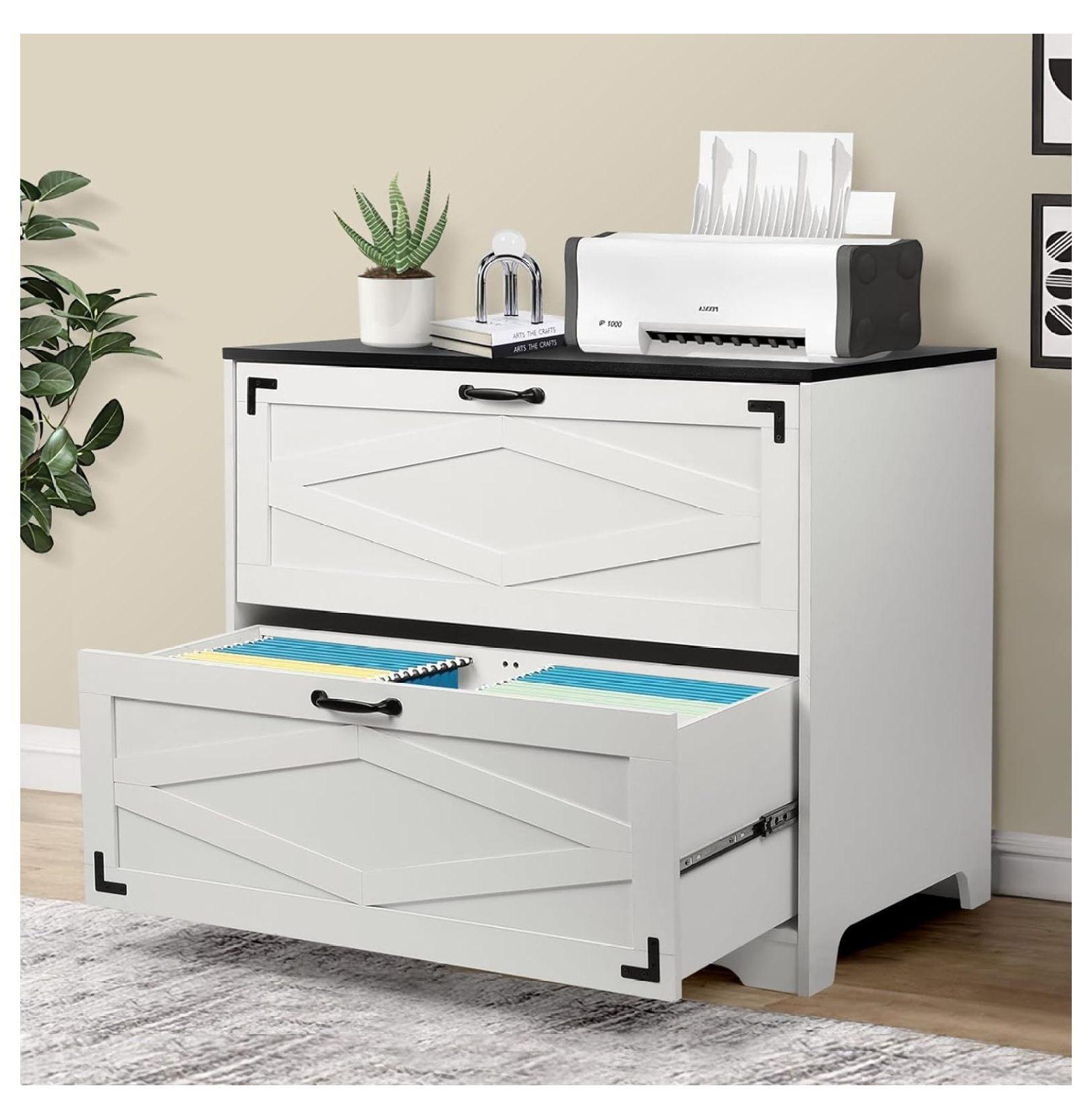 JuRlvC 2 Drawer Farmhouse File Cabinet, Wood Lateral Filing Cabinet for ...