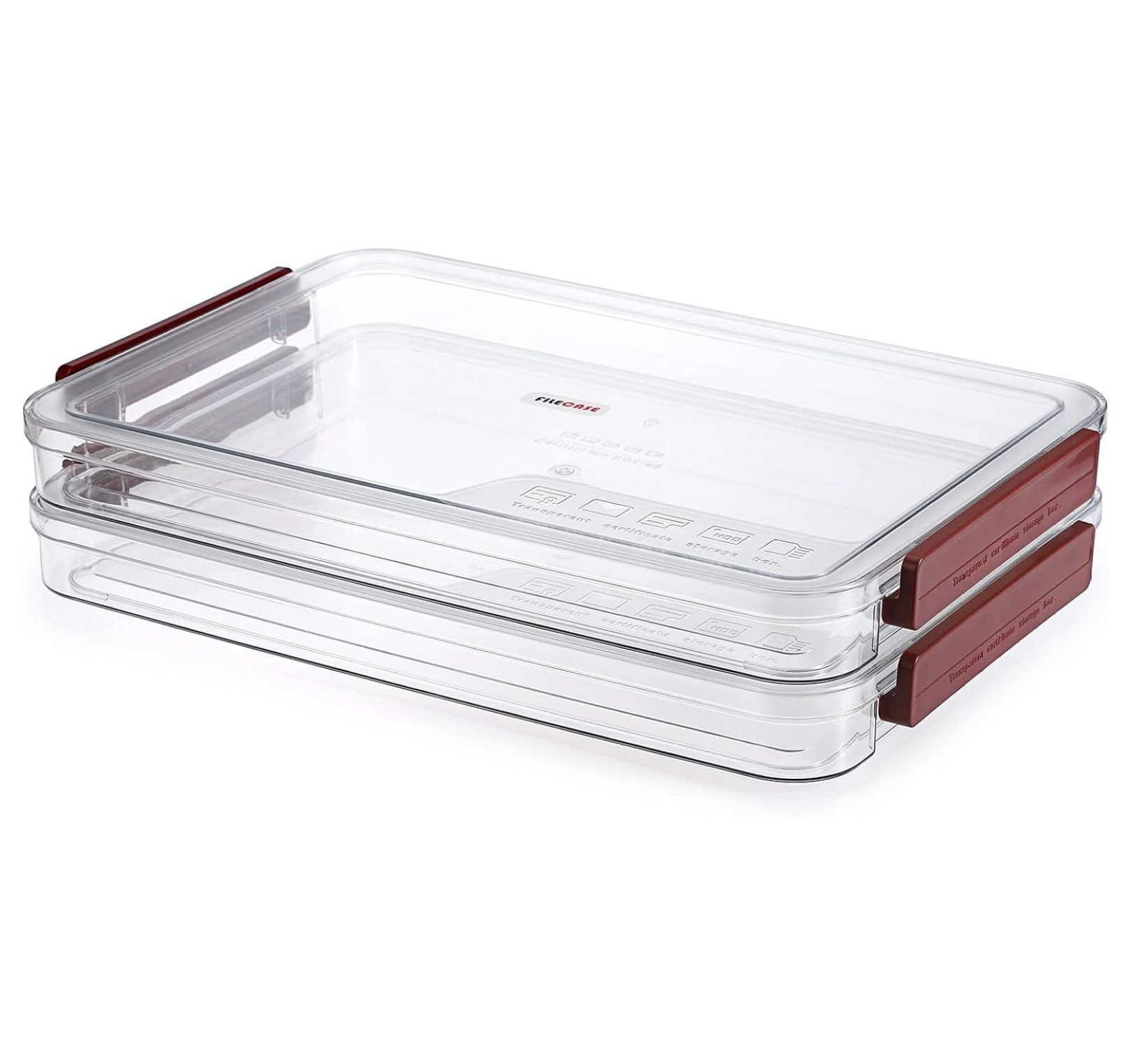 JuRlvC 2 Pack Clear Plastic Stackable Storage Box File Protector Case ...