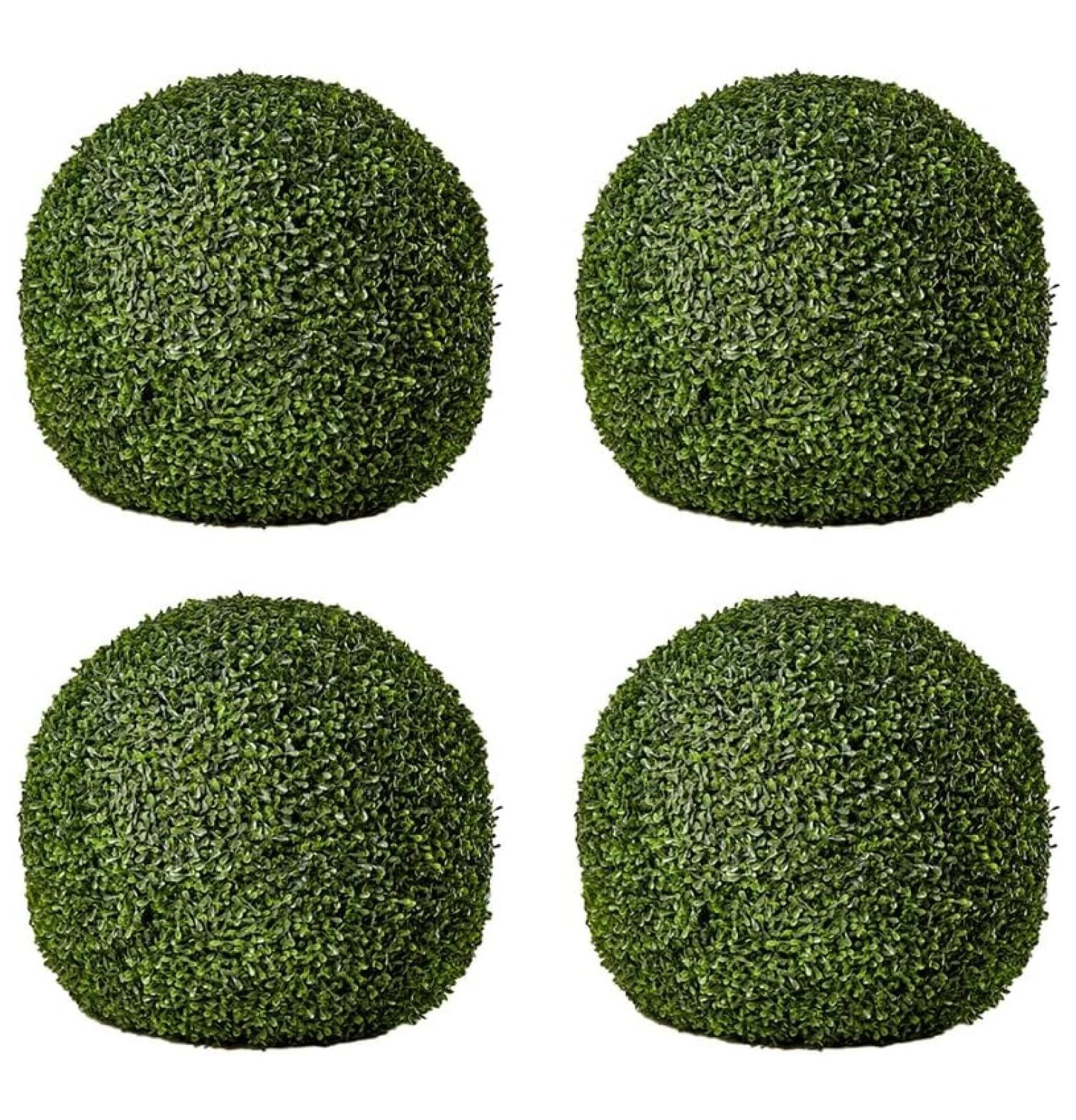 JuRlvC 4-Pack 14in Artificial Boxwood Topiary , Real Looking Decorative ...