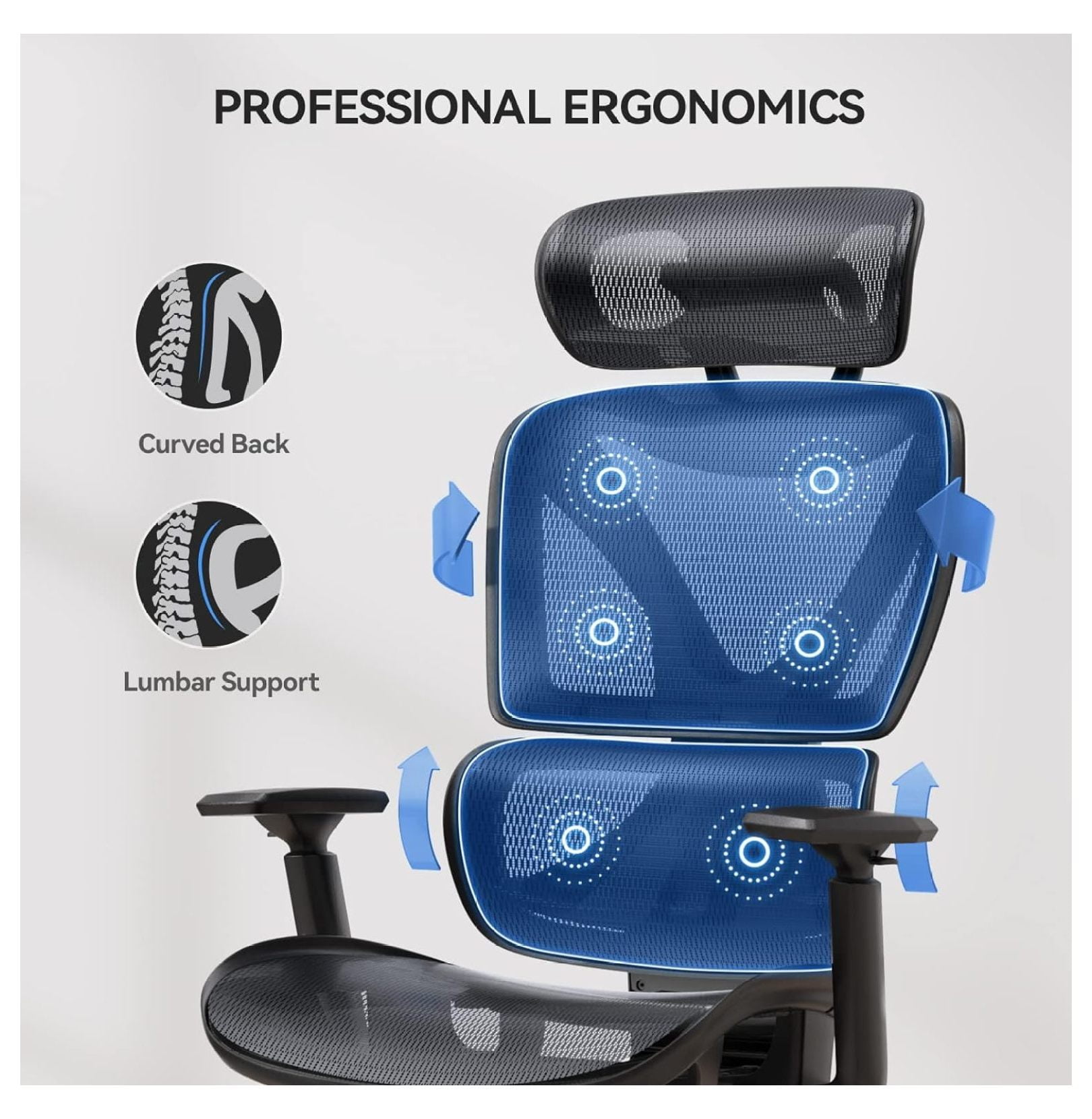 JuRlvC Ergonomic High Back Mesh Chair for Office Computer with Lumbar ...