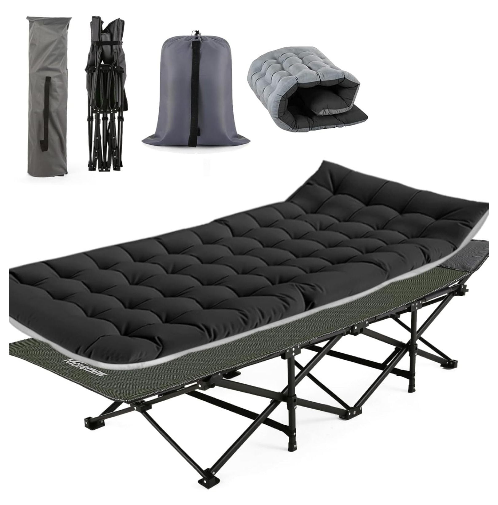 JuRlvC Folding Camping Cot, Portable Camping Cot for Adults, 900LBS Heavy Duty Sleeping Cots ...