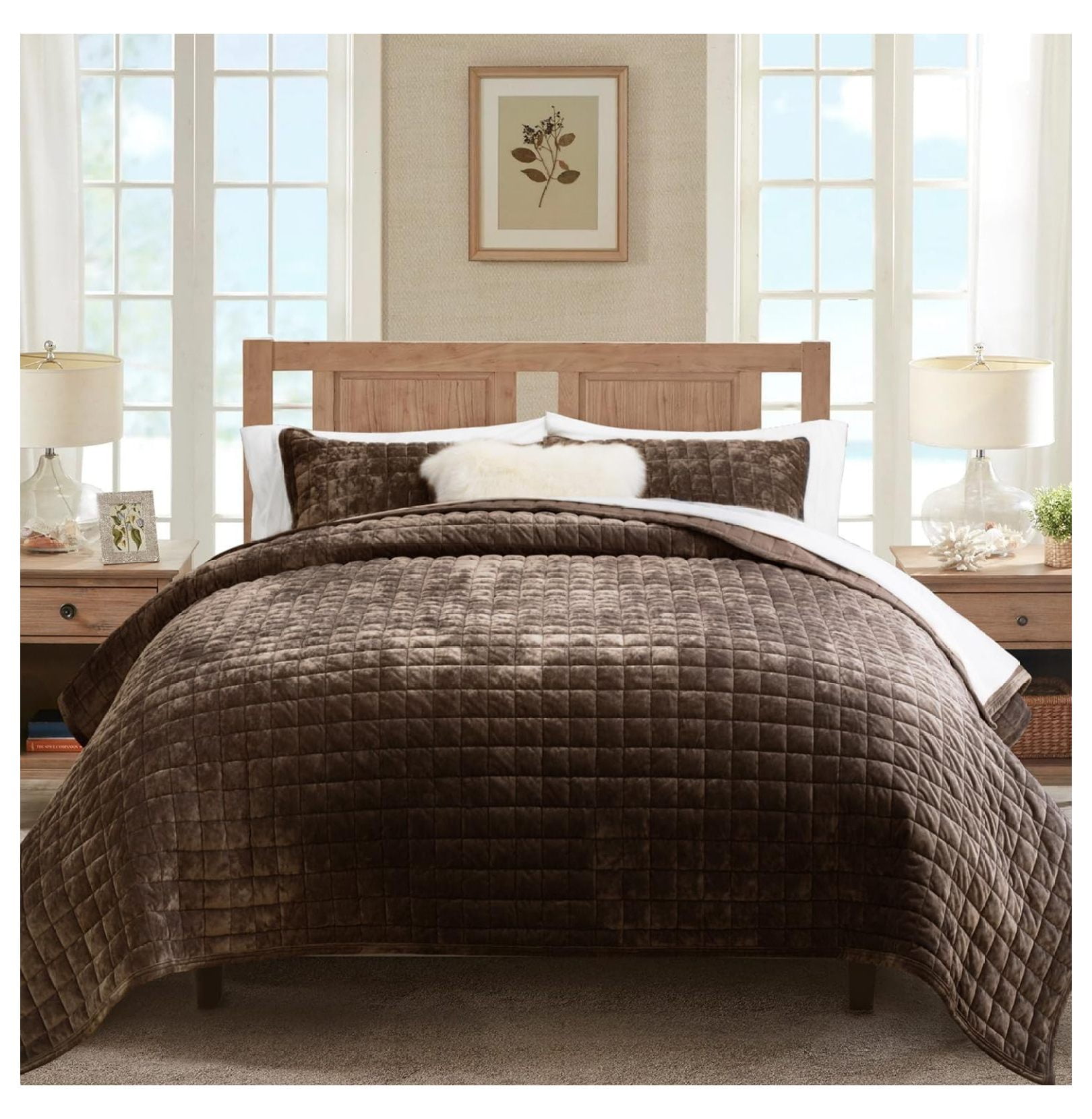 JuRlvC Luxury Velvet Quilt King Size, Ultra Soft Velvet Bedding Sets ...