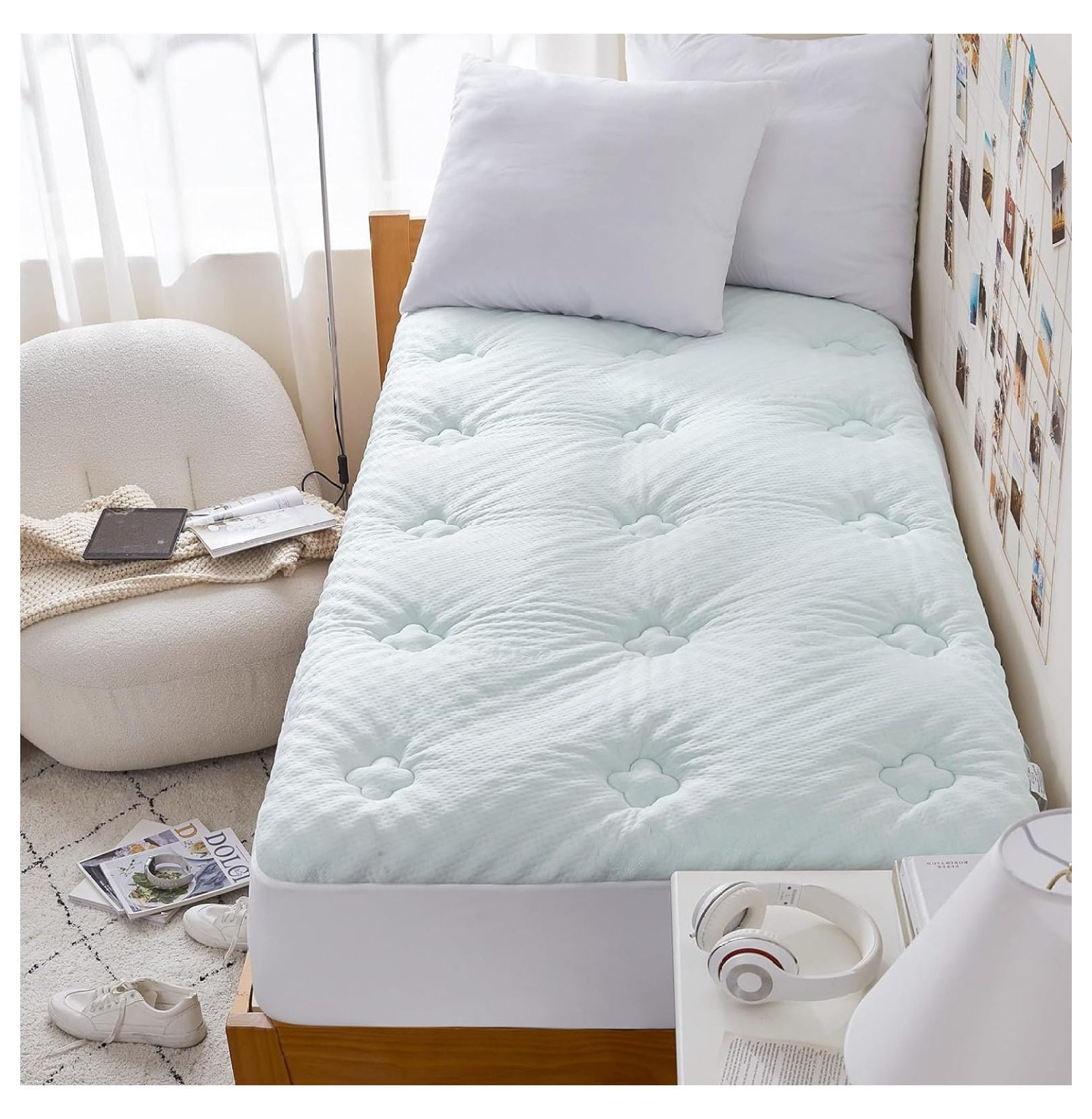 JuRlvC Memory Foam Size Mattress Topper, Gel Mattress Pad with Deep ...