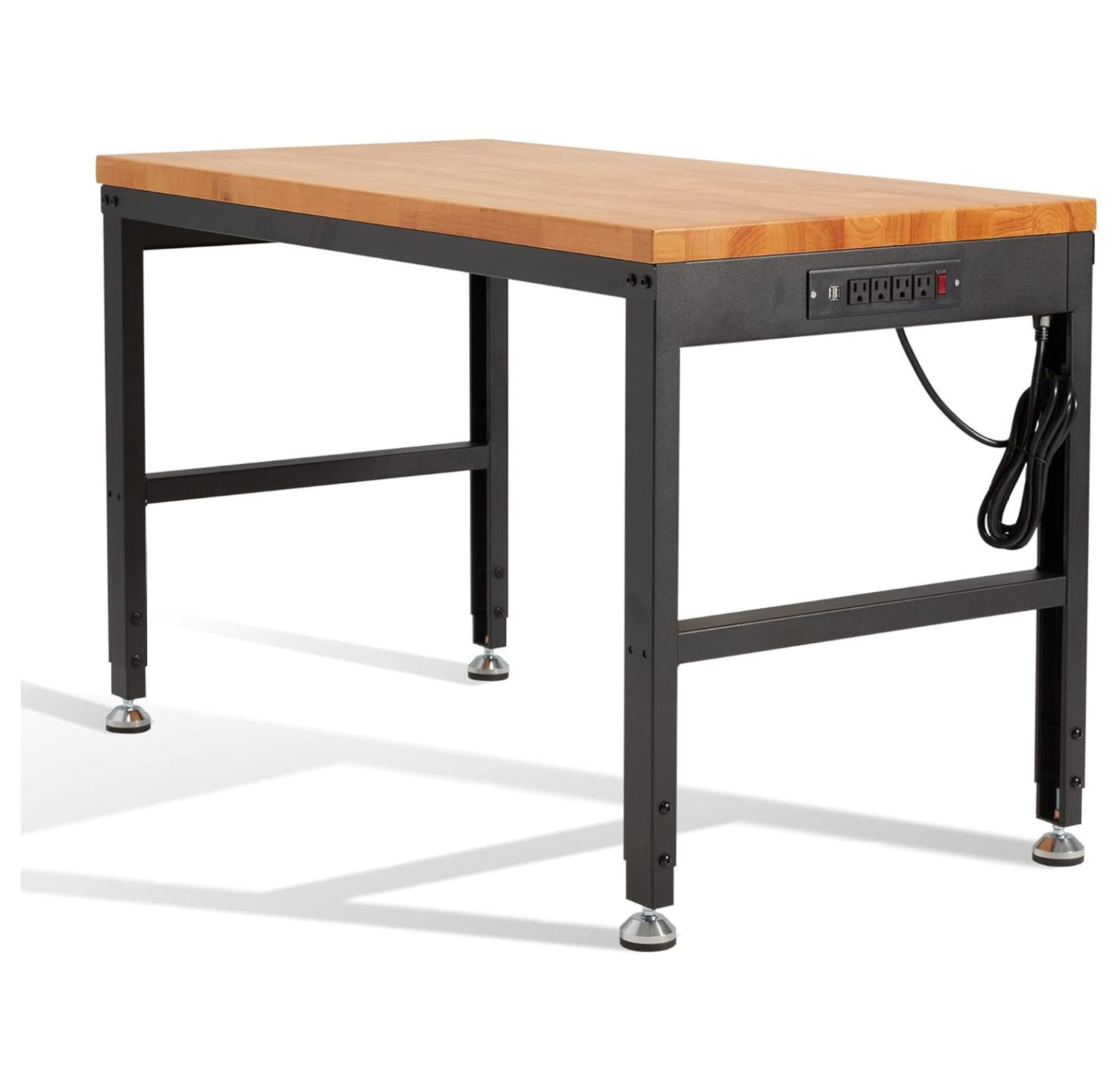 JuRlvC " Workbench Adjustable Height, Oak Wood Work Table with Power ...