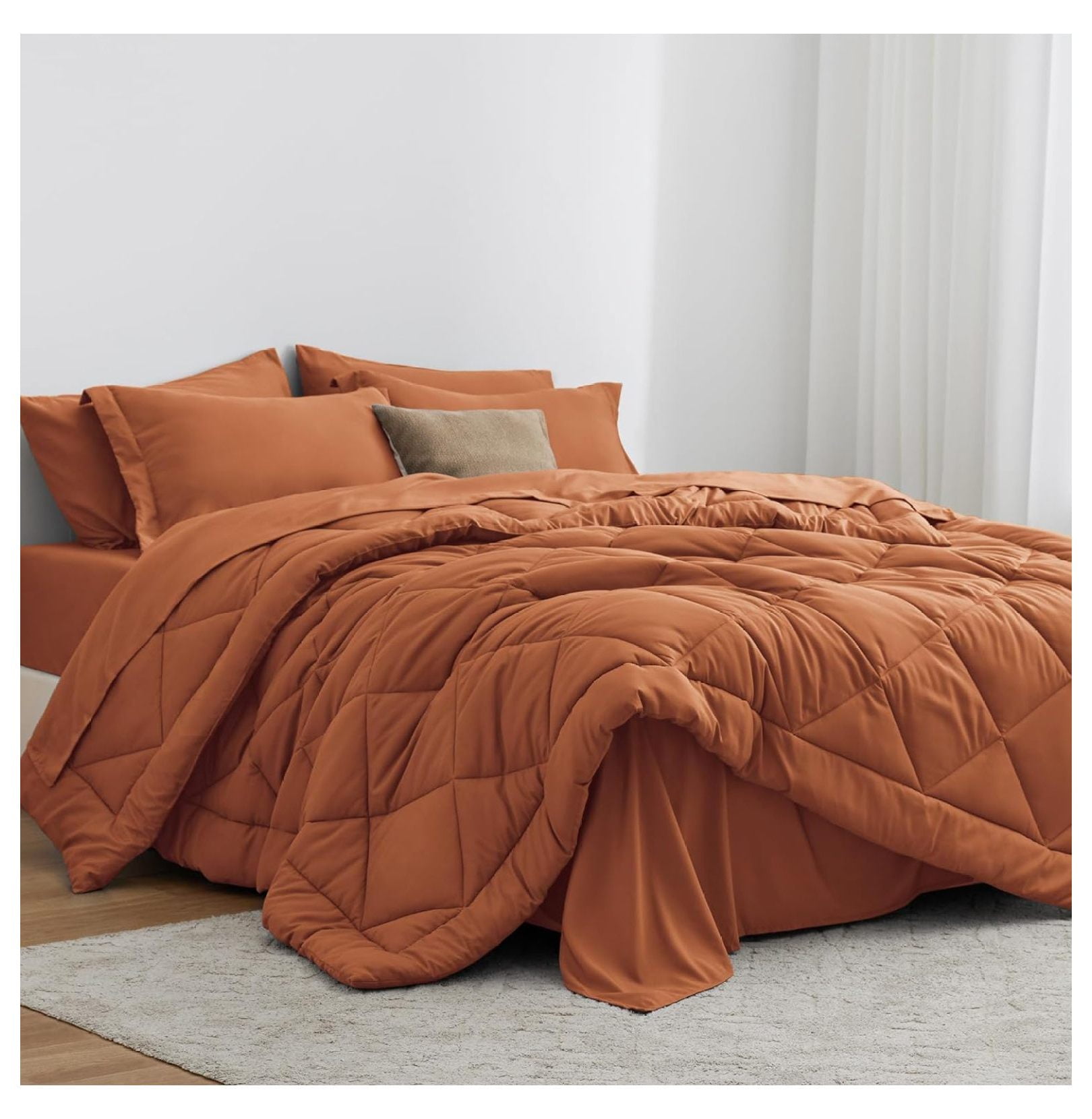 JuRlvC XL Comforter Set Terracotta, 5 Pieces XL Bed in a Bag, All ...
