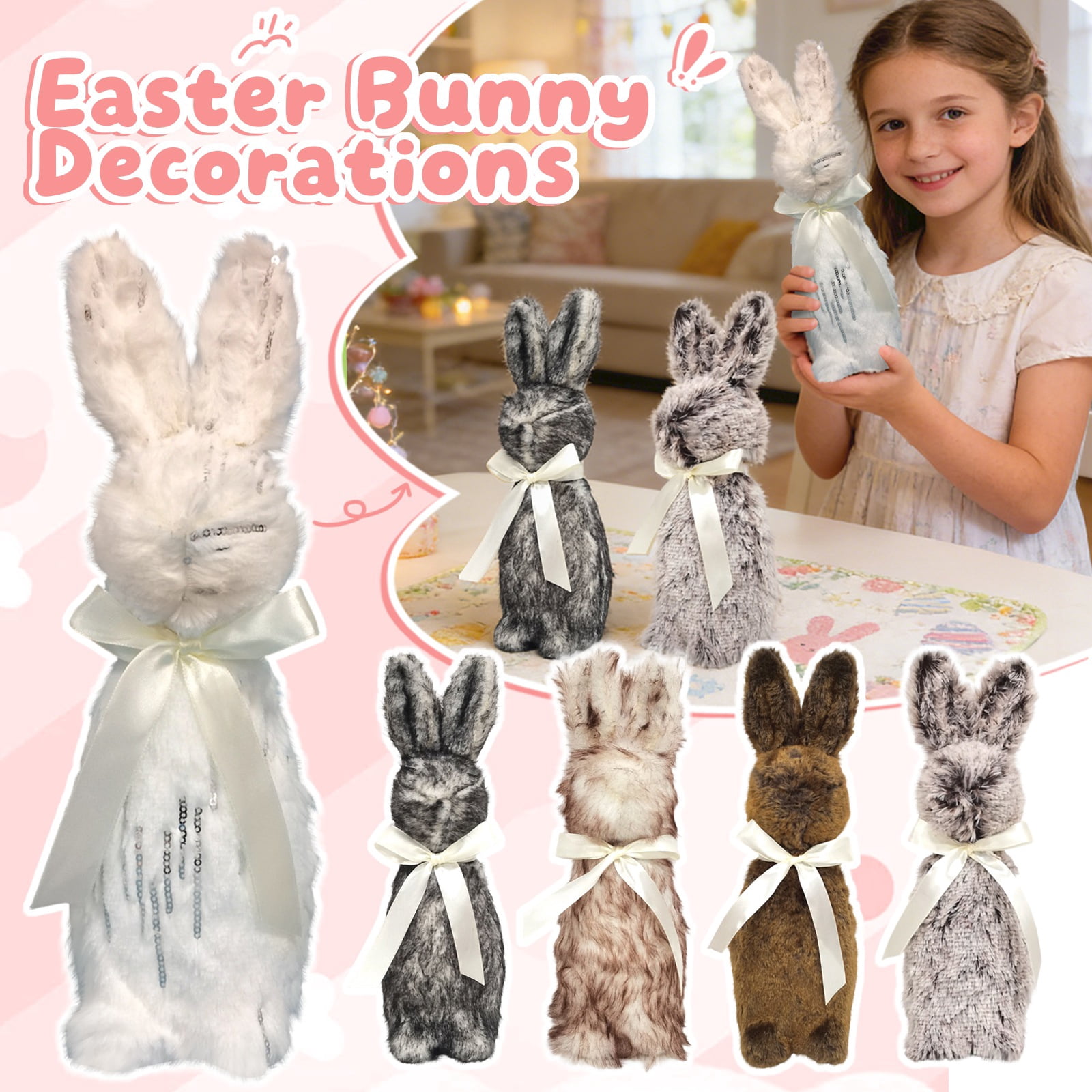 JuWDoC Bunny Stuffed Animal Easter Table Decorations Bunny Plush Toys ...