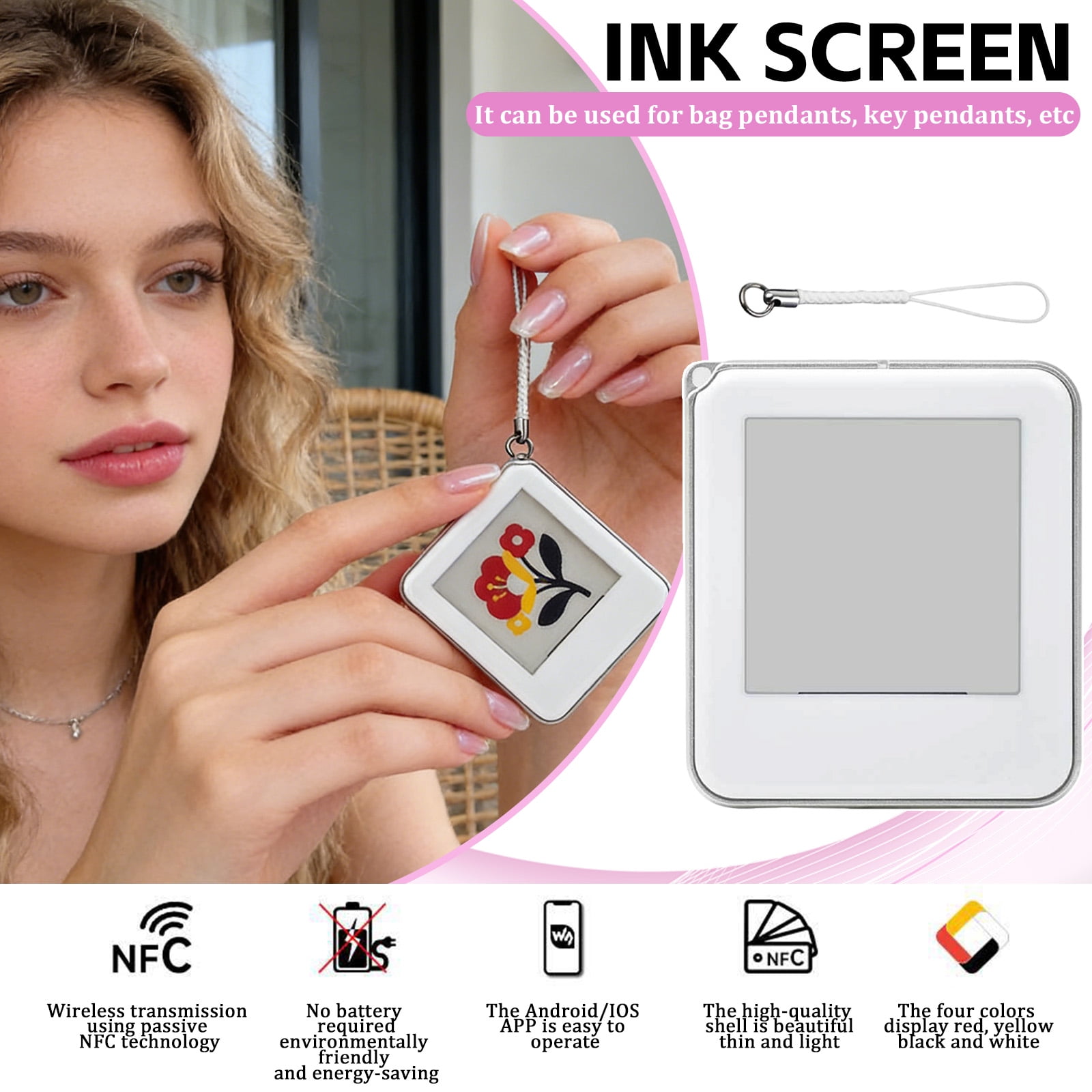 JuWDoC E Ink Display Eink Mini Ereader E Ink Keychain Epaper NFC ...