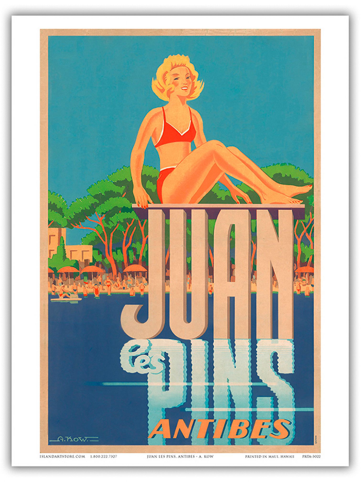 Juan Les Pins - Antibes Côte d'Azur South of France - French Riviera - Vintage Travel Poster by ...