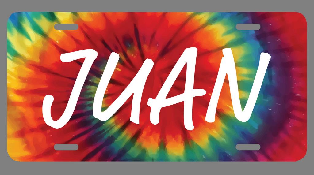 Juan Name Tie Dye Style License Plate Tag Vanity Novelty Metal | UV ...