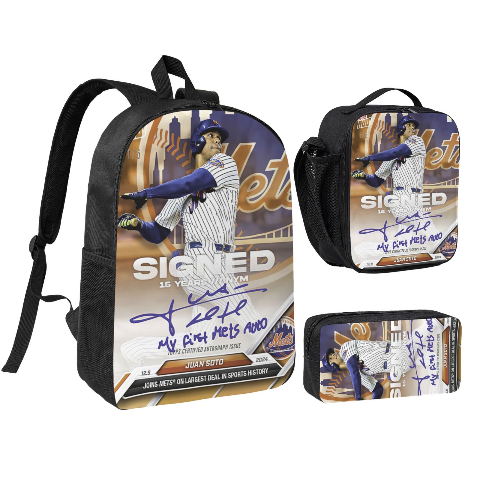 Juan Soto 3-Piece Set Backpack Lunch Bag And Pencil Case, Water ...