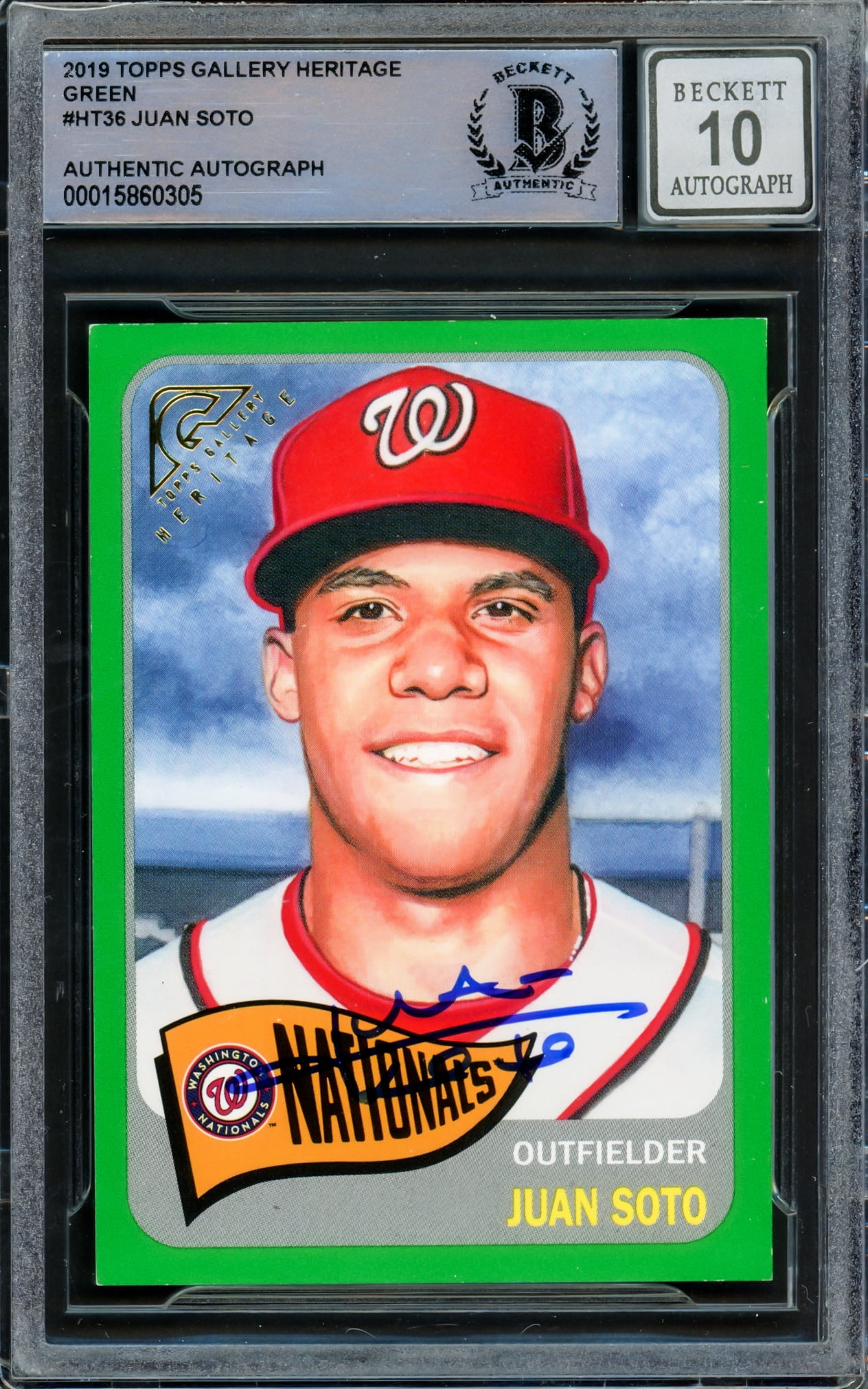Juan Soto Autographed 2019 Topps Gallery Heritage Green Card #HT-36 New ...