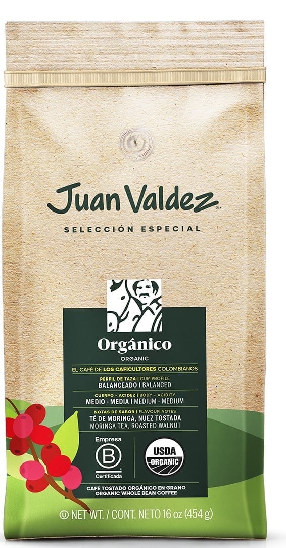 Juan Valdez Organic Whole Bean Coffee, Balanced Roast 16 OZ - Premium ...