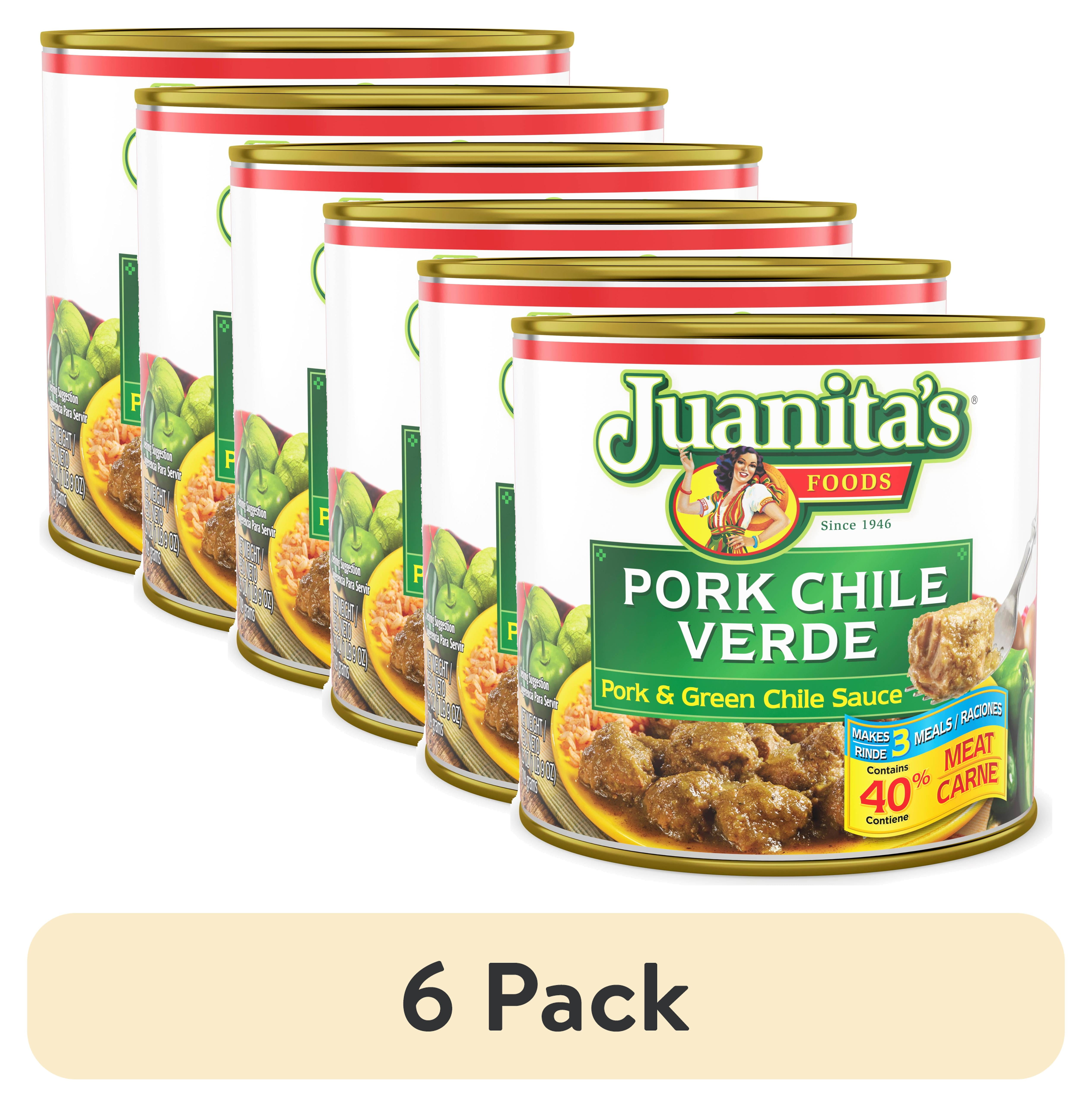 (6 pack) Juanita's Foods Pork Chile Verde, 25 oz Can - Walmart.com