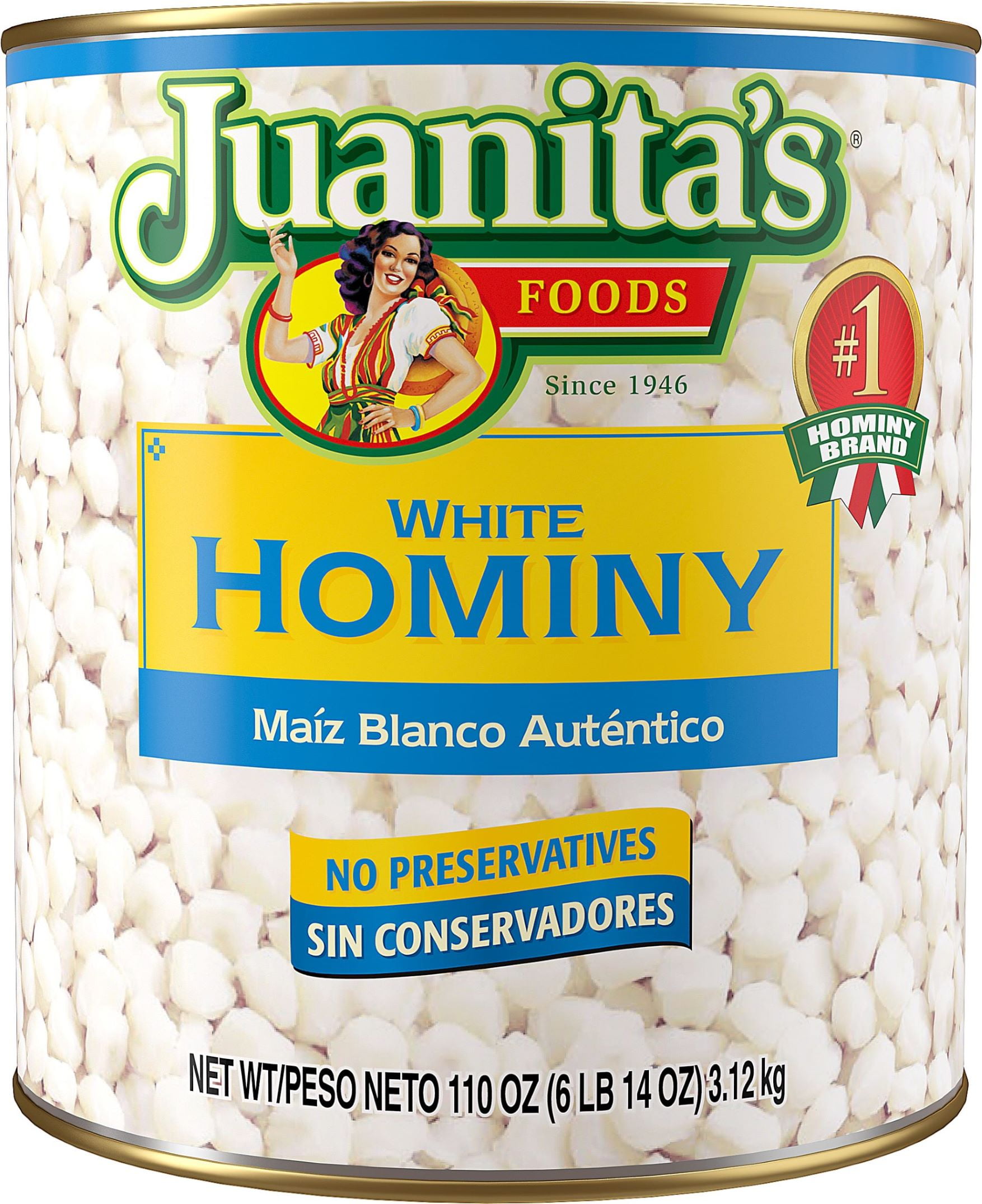 Juanita’s Foods White Hominy, 110 oz, Can - Walmart.com