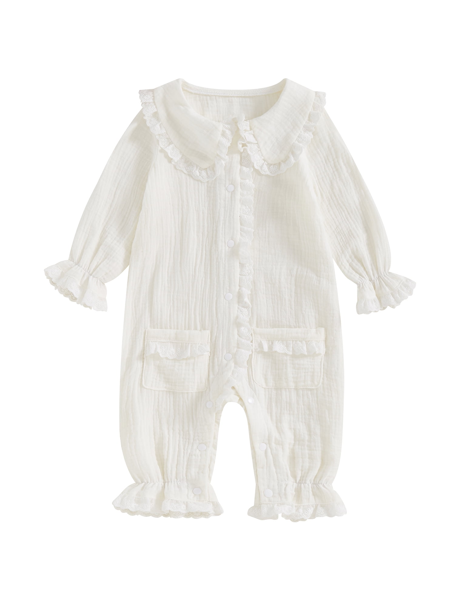 Juaugusep Newborn Baby Girl Clothes Floral Bubble Romper Long Leg Bodysuit Frill Trim Ruffle One ...