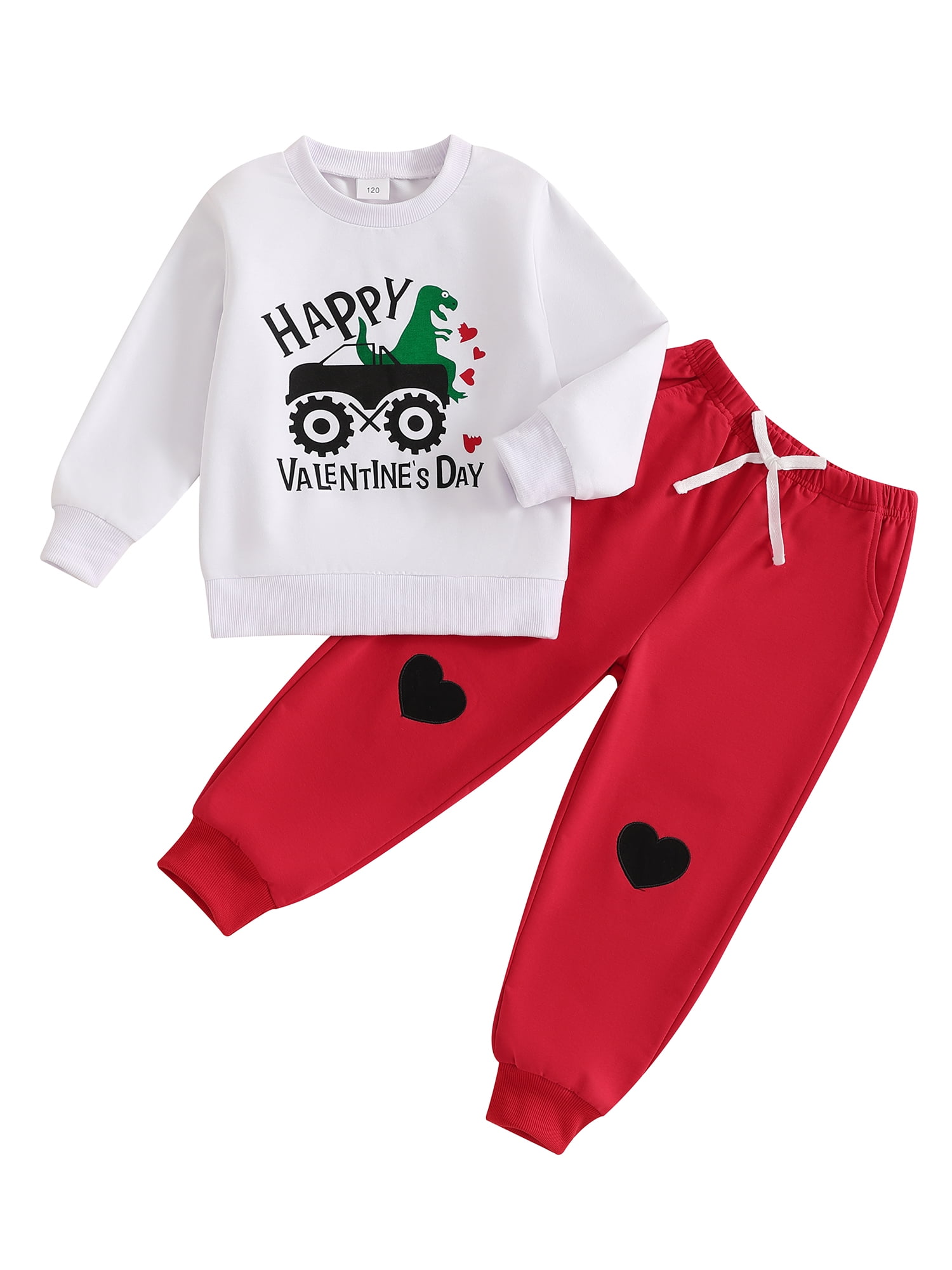 Juaugusep Toddler Baby Boy Valentines Day Outfits Cute Print Long Sleeve Sweatshirt Sweatpants ...
