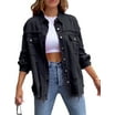 Eytino Women's Oversized Denim Jacket Casual Long Boyfriend Jean Jacket for Autumn Spring Green ...