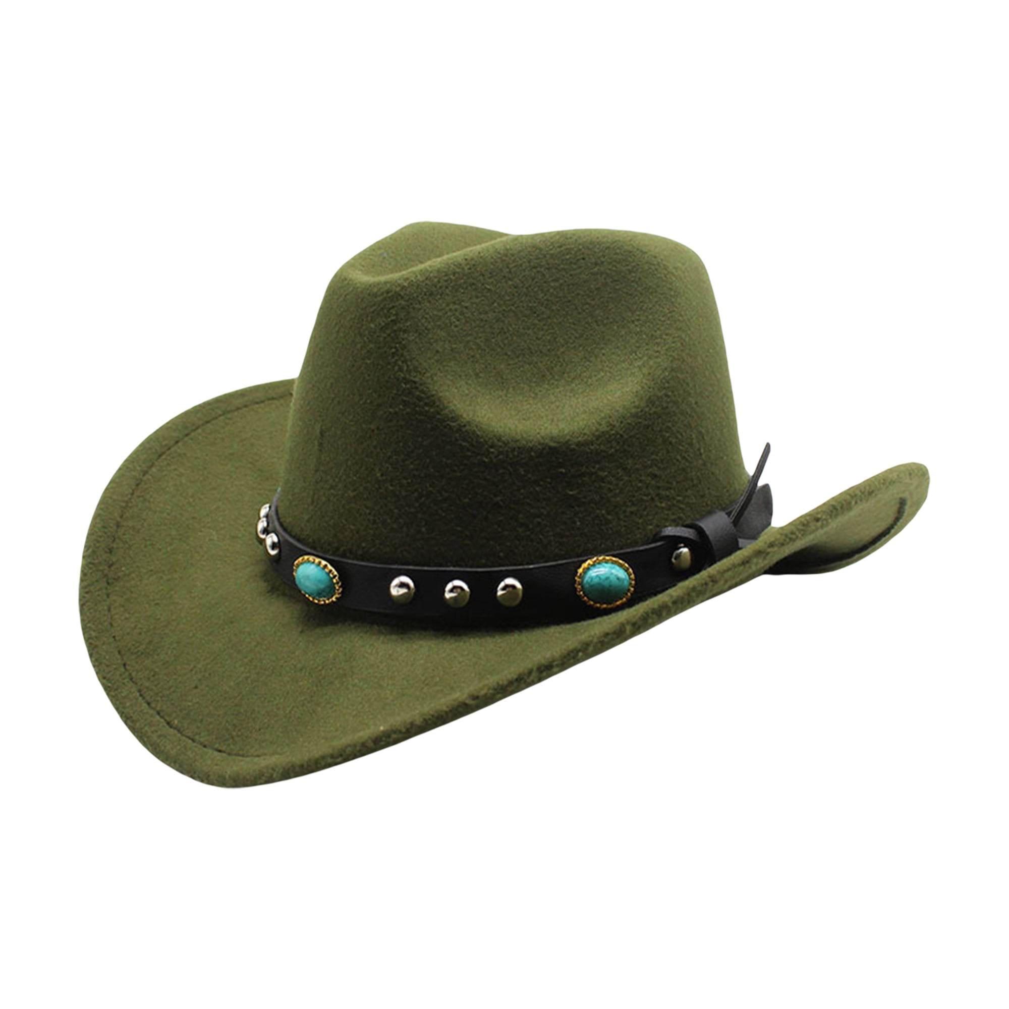 Juaugusep Women Western Cowboy Hat Vintage Emerald Tweed Wide Brim Felt ...