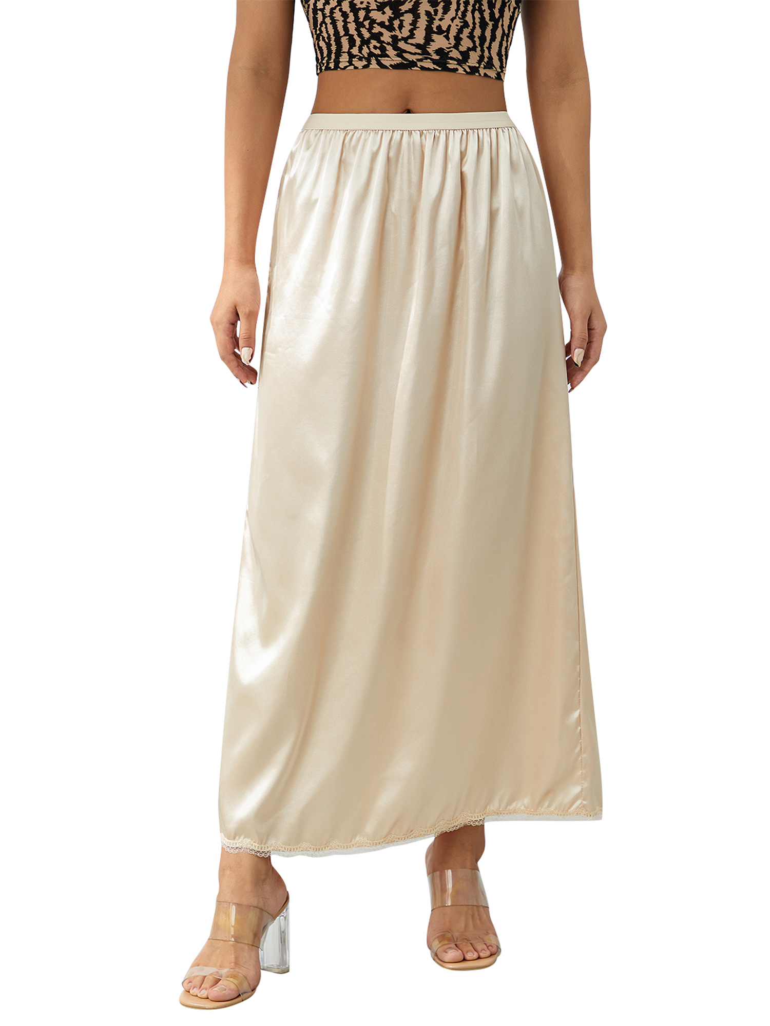 Juaugusep Womens Satin Half Slip Lace Long Underskirt Skirt Summer A ...