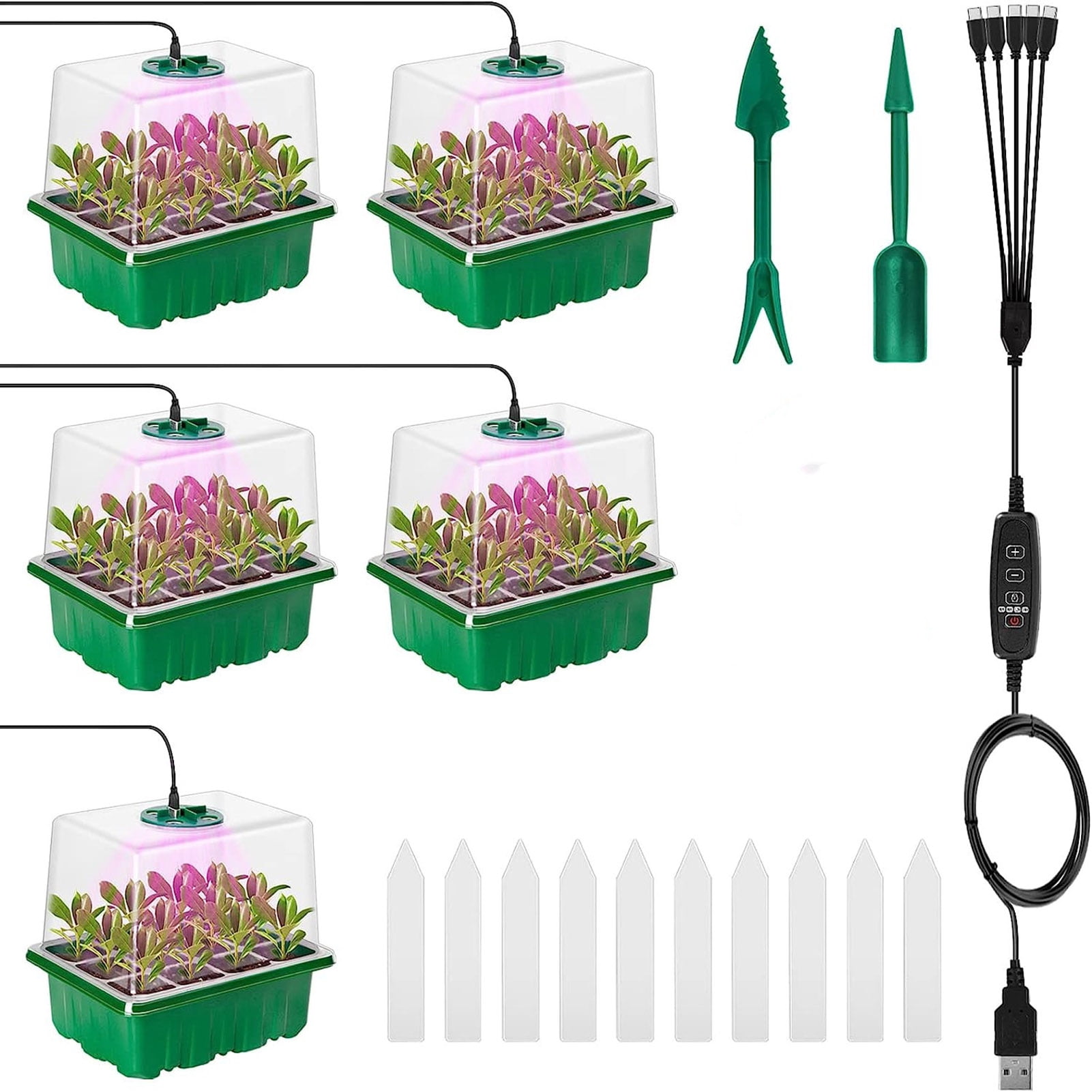 Jubilant 1 Set Plant Growth Tray with Grow Lights Plant Starter Trays 3 ...