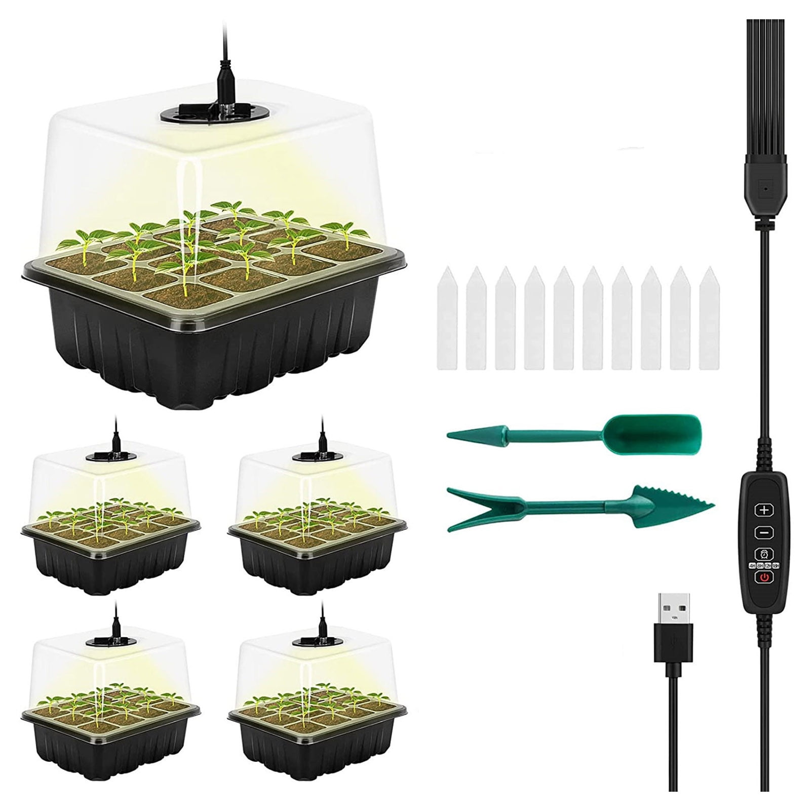 Jubilant 1 Set Plant Growth Tray with Grow Lights Plant Starter Trays 3 ...