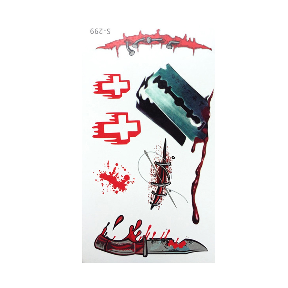 Jubilant 3D Halloween Bloody Scar Temporary Tattoo Sticker Cosplay Body ...