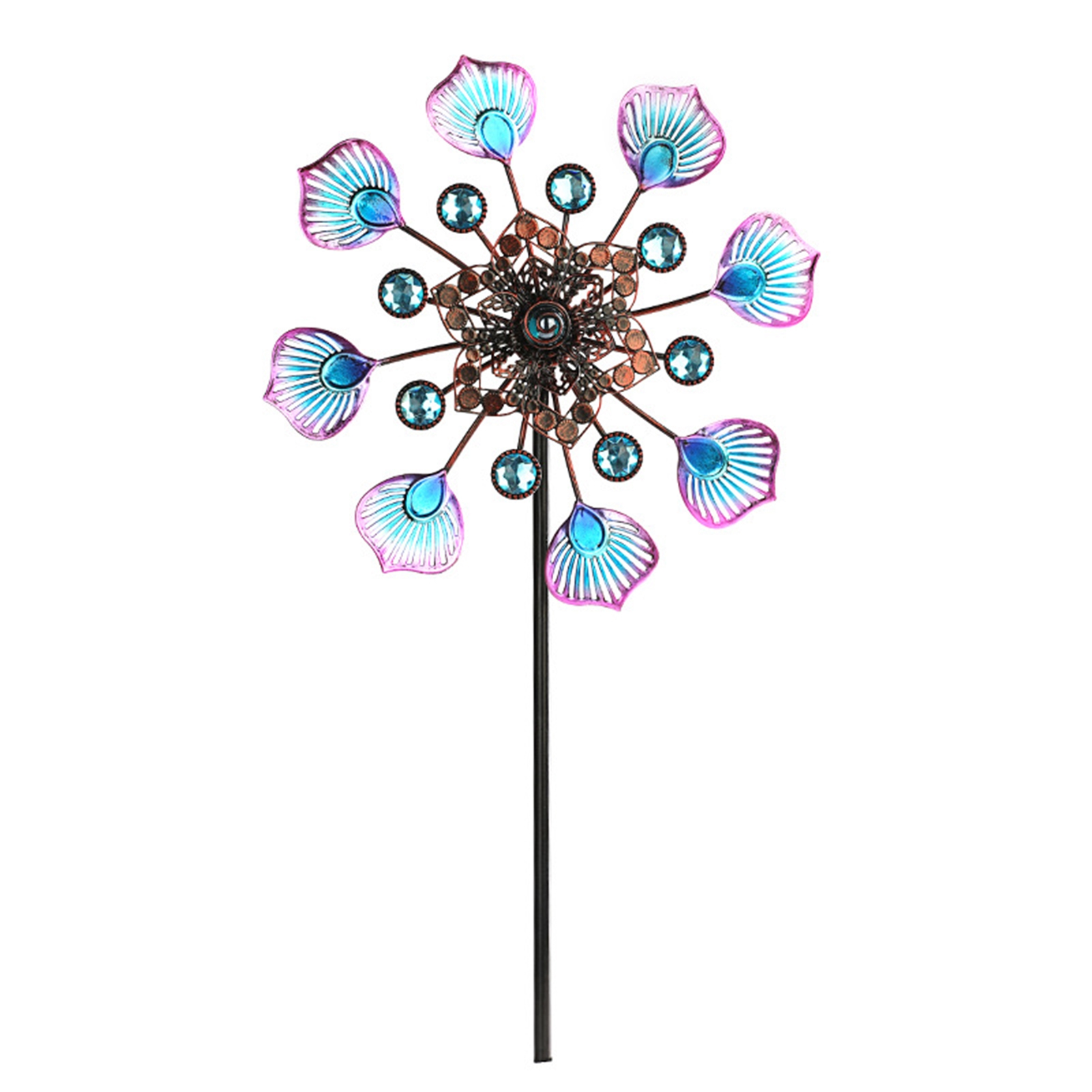 Jubilant Creative Peacock Tail Shape Windmill Decor Exquisite Gradient ...