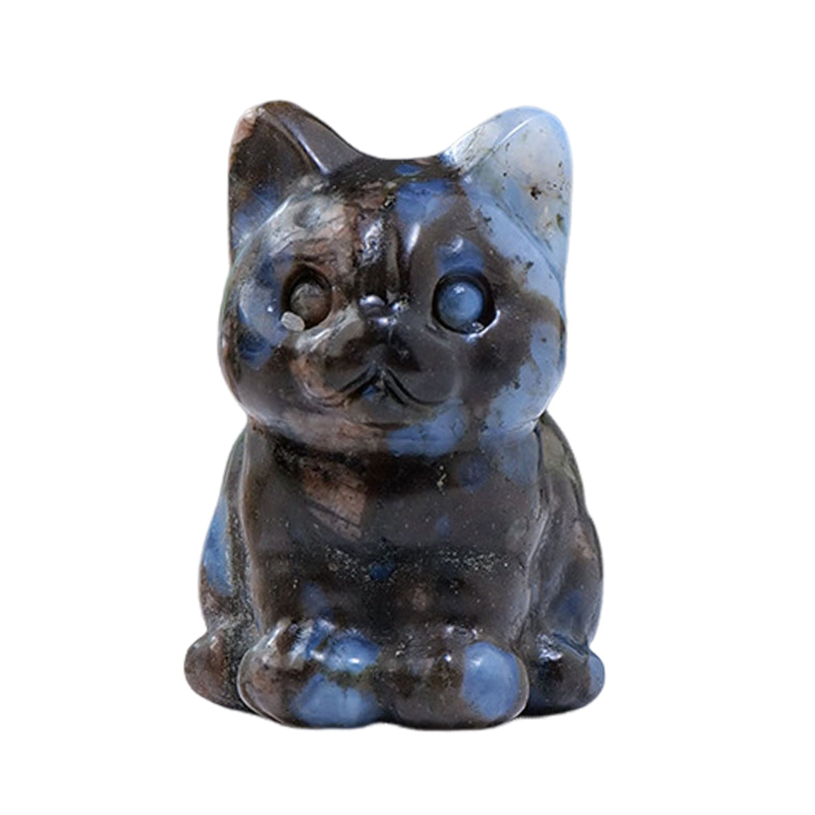 Jubilant Faux Crystal Cat Statue Adorable Appearance Rich Color Mini Size Lucky Cat Figurine ...