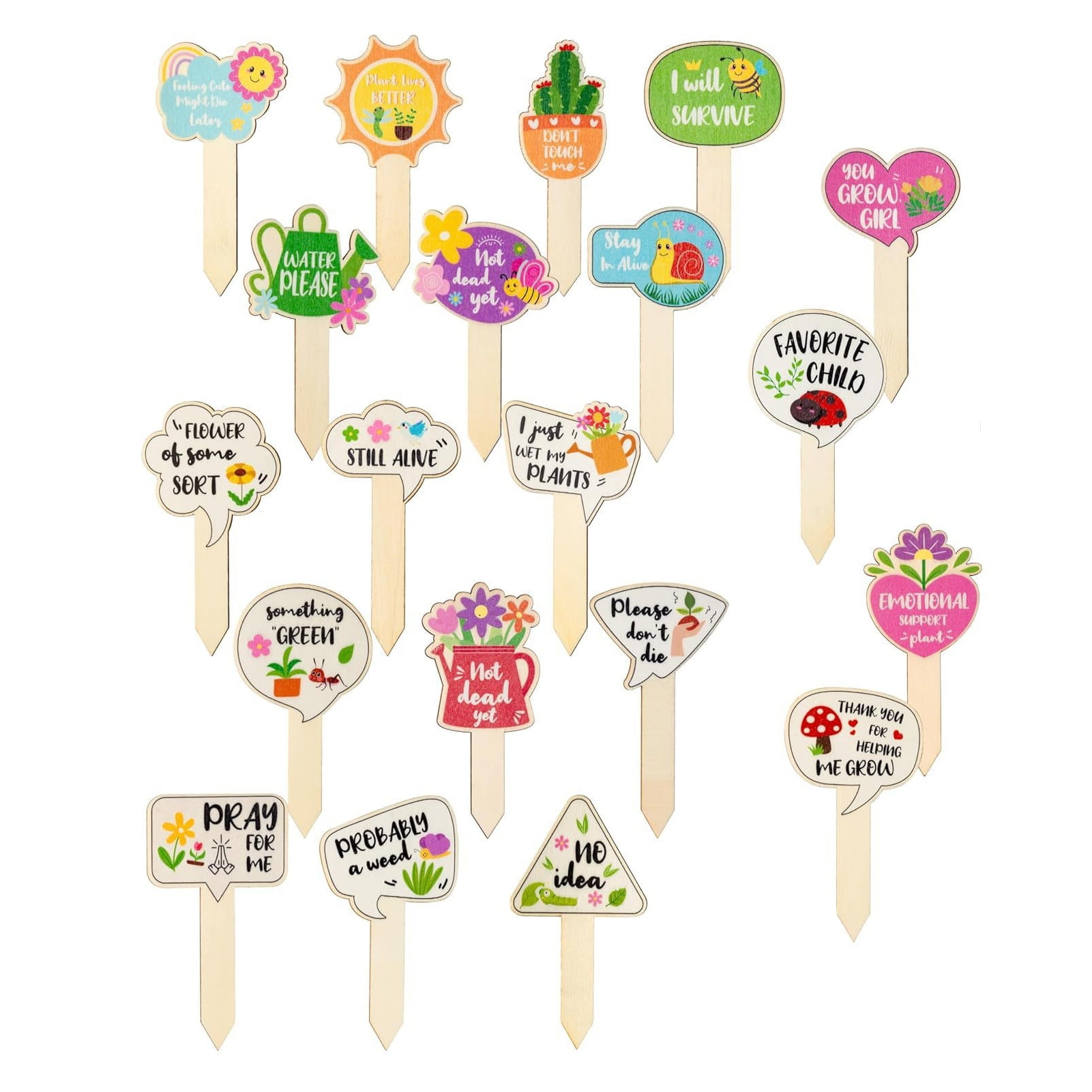 Jubilant Fun Plant Markers Plant Tag Set 20 Pcs Wooden Plant Tags Set ...