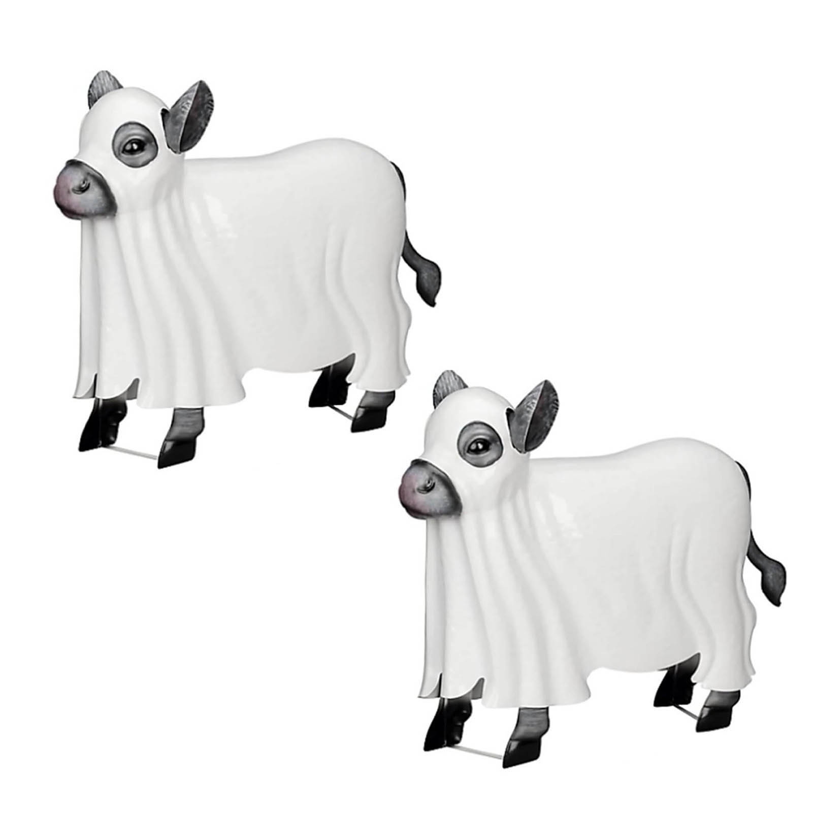 Jubilant Halloween Party Decoration Ghost Cow Statue Halloween Draped ...