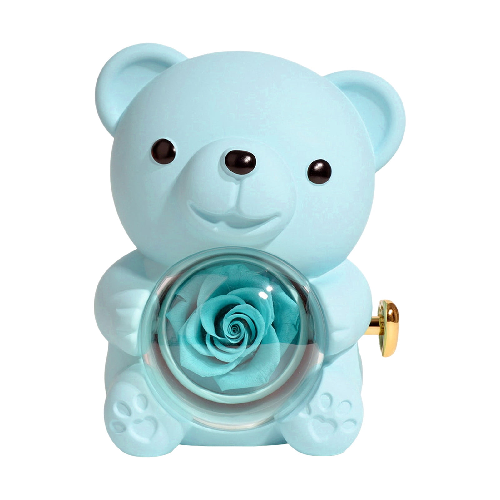 Jubilant Preserved Rose Hug Bear Gift with Heart Necklace Rotatable ...