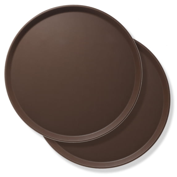 Jubilee 18" Round Restaurant Serving Trays (Set of 2), Brown - NSF Food ...