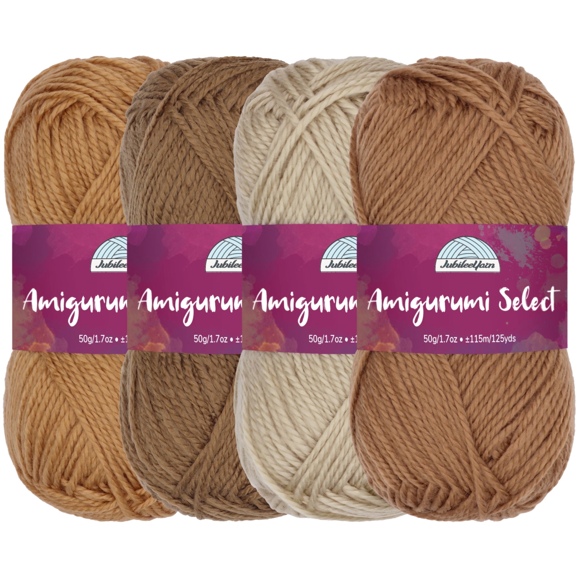 BambooMN Amigurumi Select Yarn, Baby Acrylic, Brown Shades, 4 Skeins ...