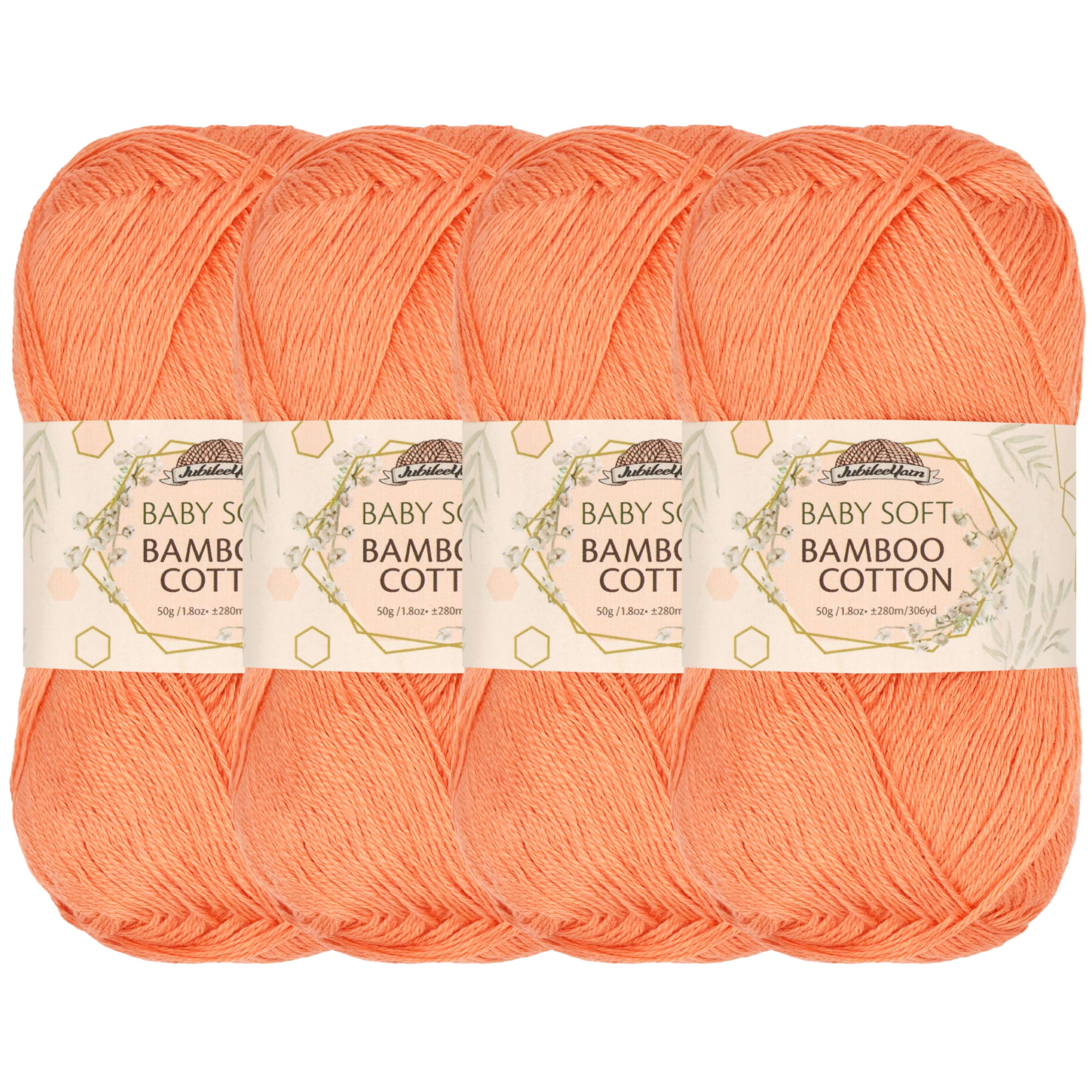 JubileeYarn Baby Soft Bamboo Cotton Yarn - 50g/Skein - COHO Salmon - 4 ...