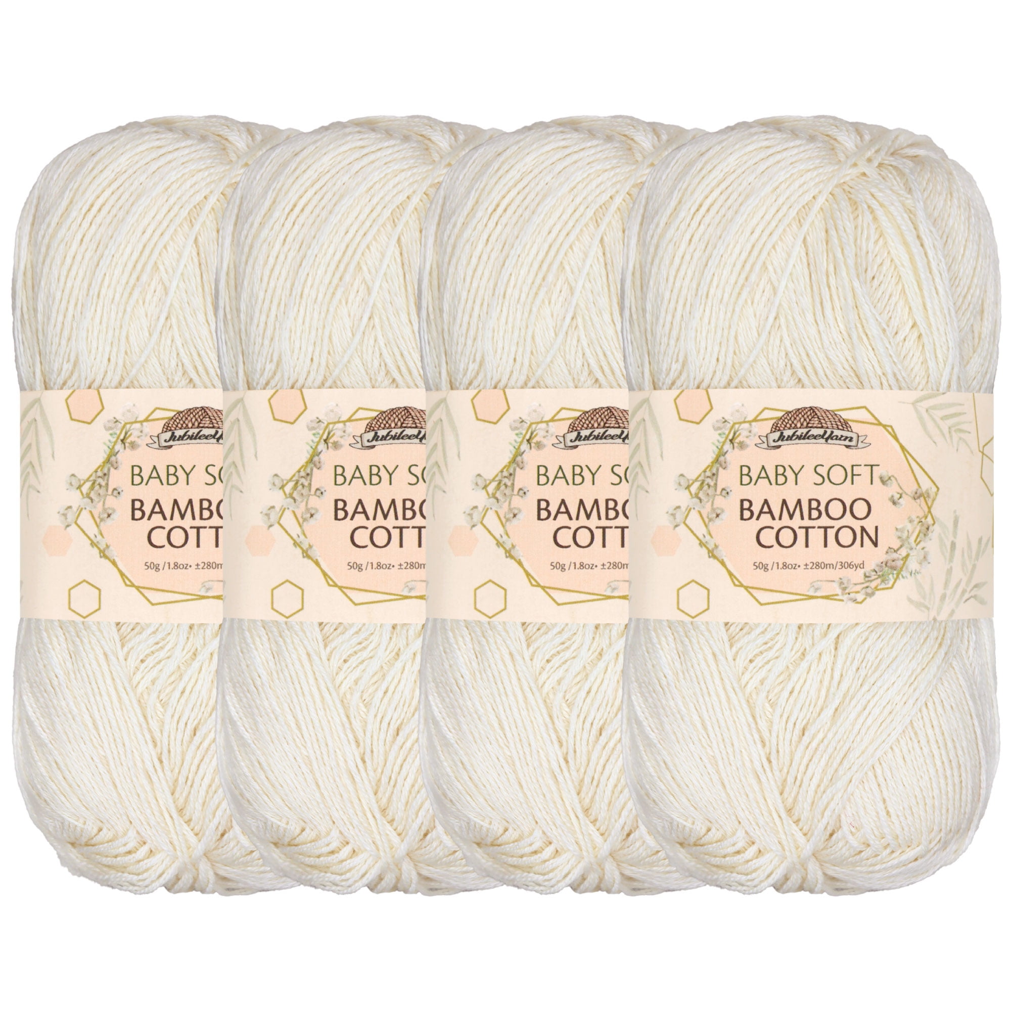 JubileeYarn Baby Soft Bamboo Cotton Yarn - 50g/Skein - Moon Beam - 4 ...