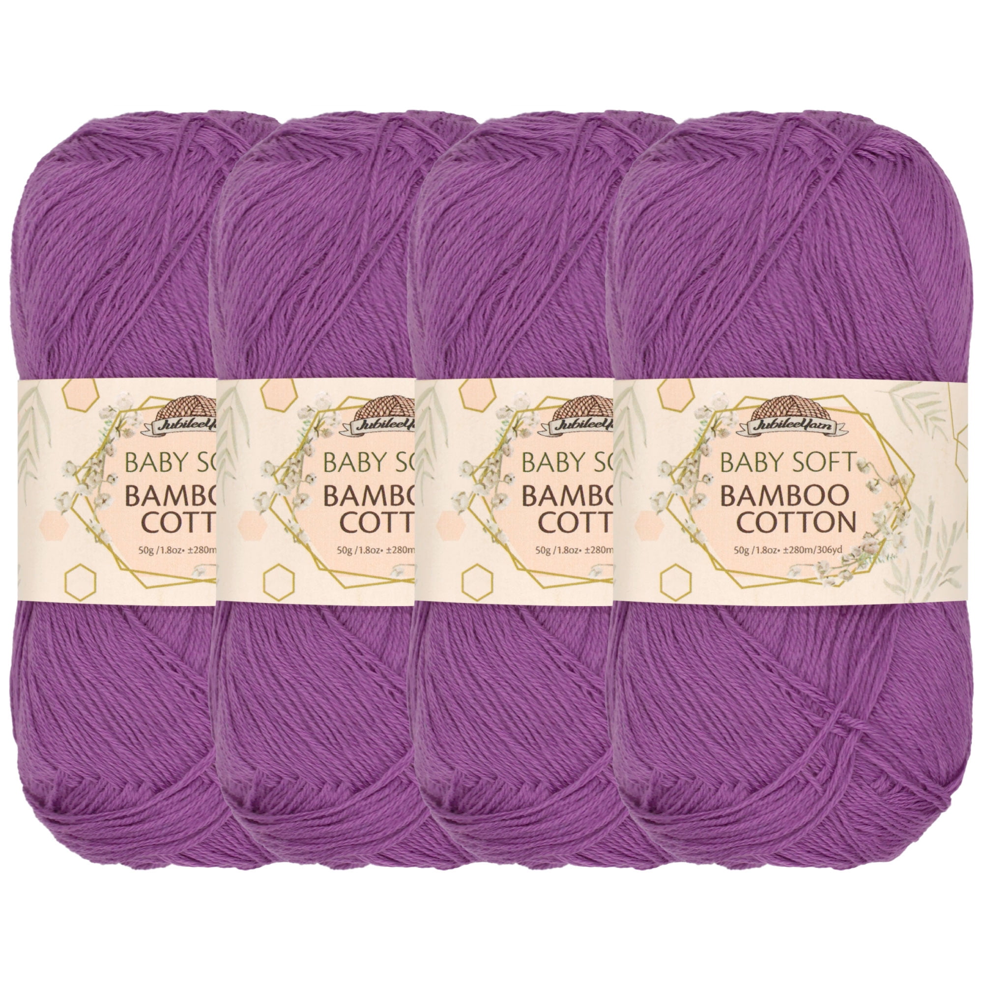 JubileeYarn Baby Soft Bamboo Cotton Yarn - 50g/Skein - Deep Purple - 4 ...