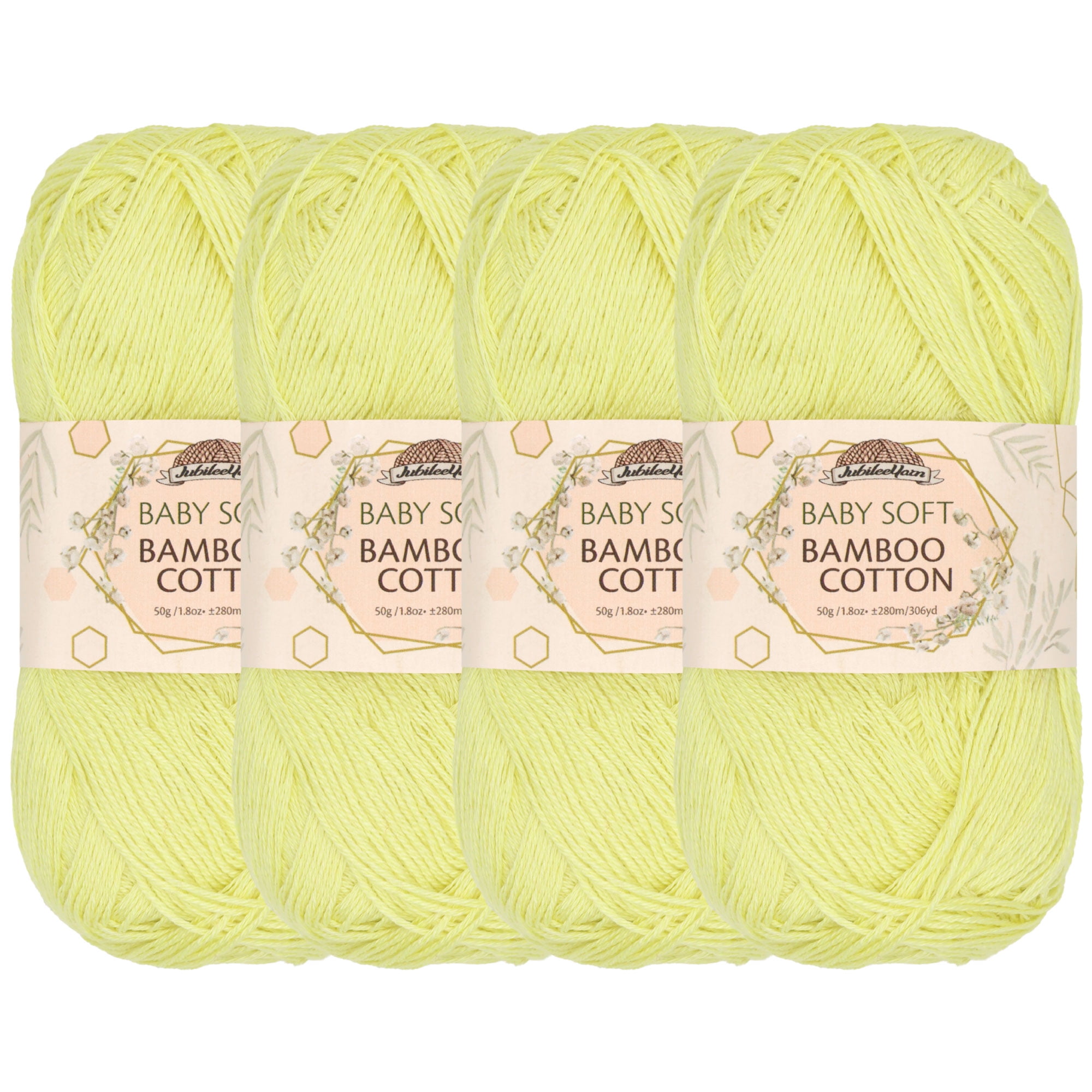 JubileeYarn Baby Soft Bamboo Cotton Yarn - 50g/Skein - Eggnog - 4 ...