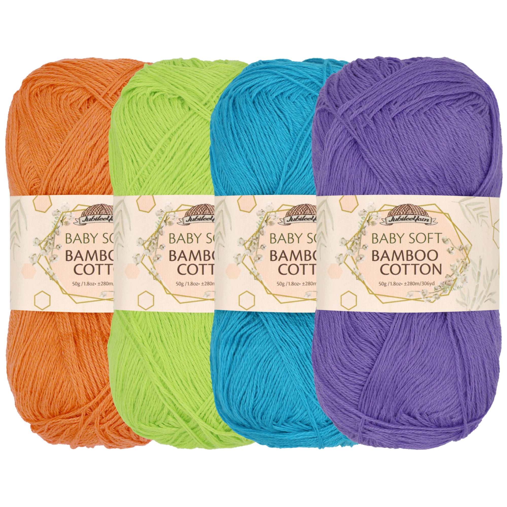 JubileeYarn Baby Soft Bamboo Cotton Yarn - 50g/Skein - Shades of ...